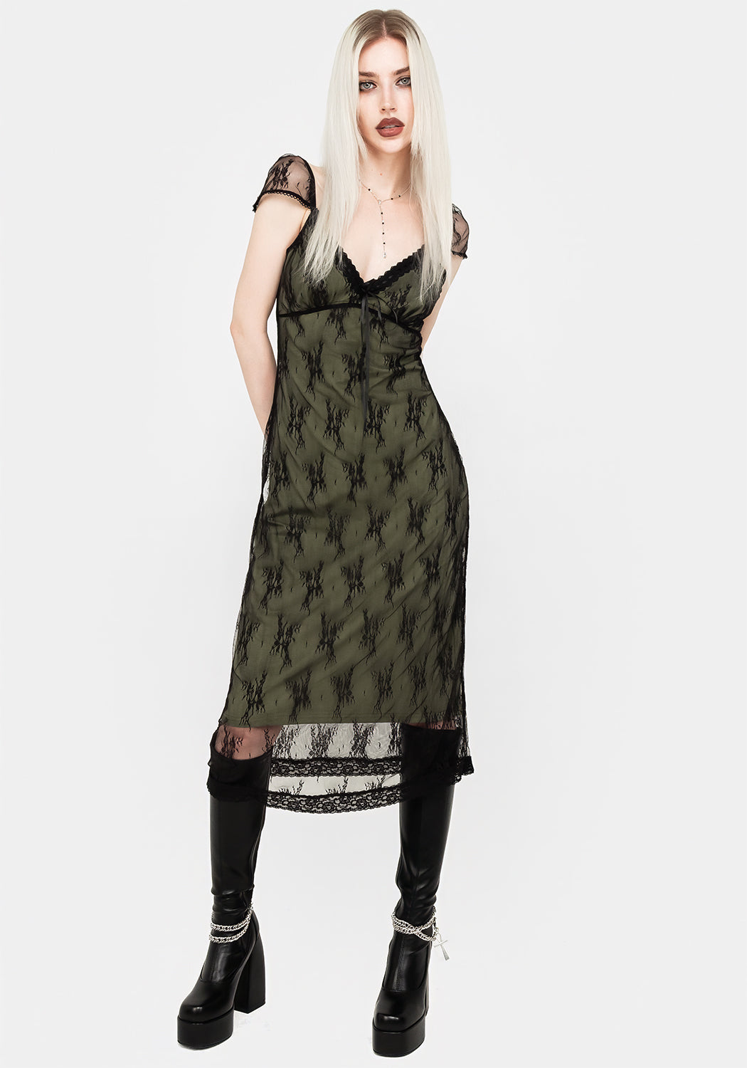 Gladioli Stretch Lace Midi Dress | Disturbia - Shop Women's Gothic, Alternative & Dark Romantic ...