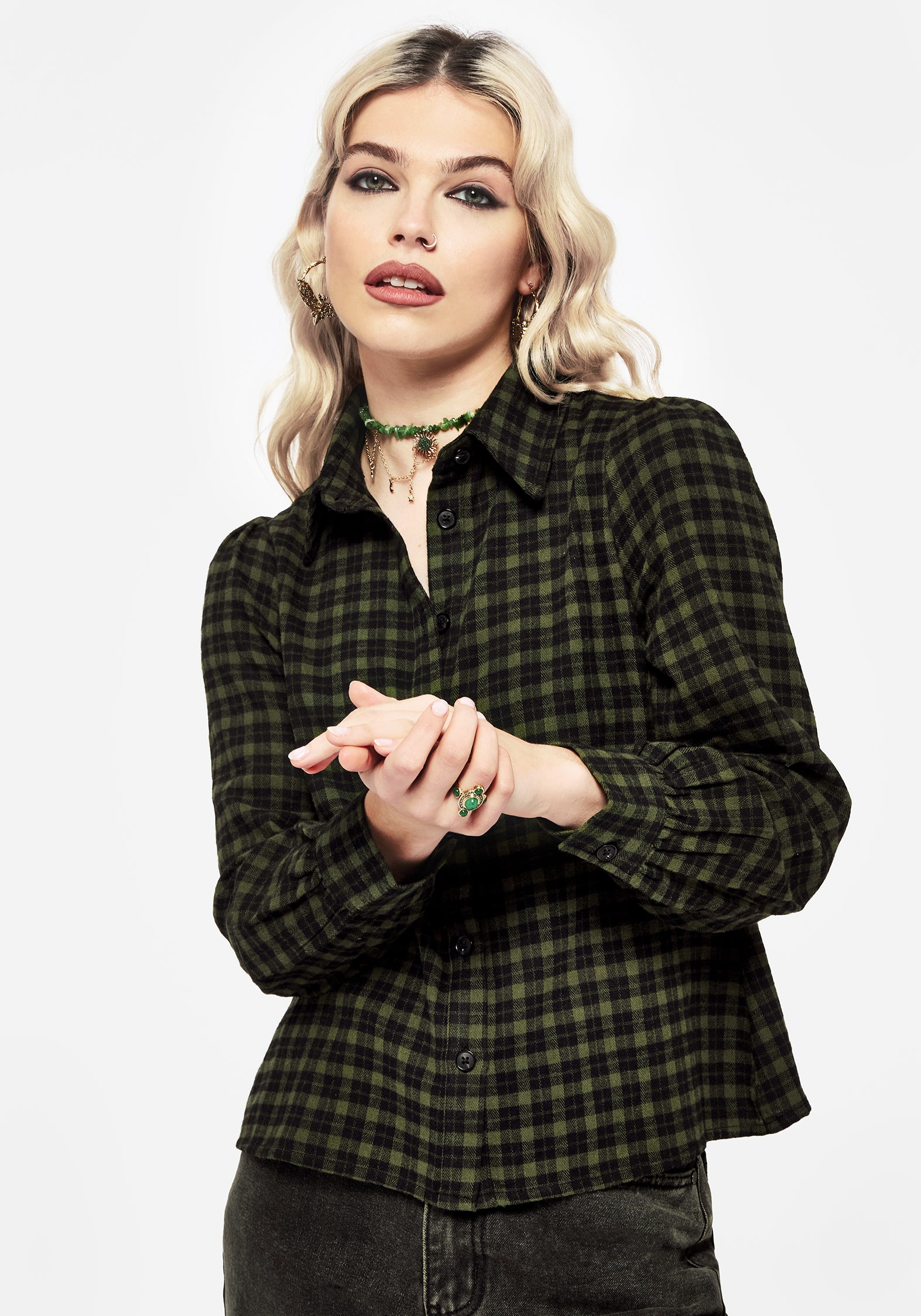 Terra Cotton Check Button Up Shirt | Disturbia - Shop Women's Gothic, Alternative & Dark ...