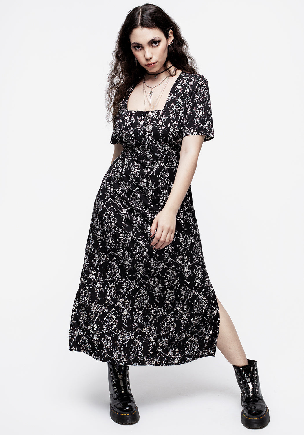 Naomi Floral Square Neck Midaxi Dress | Disturbia - Shop Women's Gothic, Alternative & Dark ...