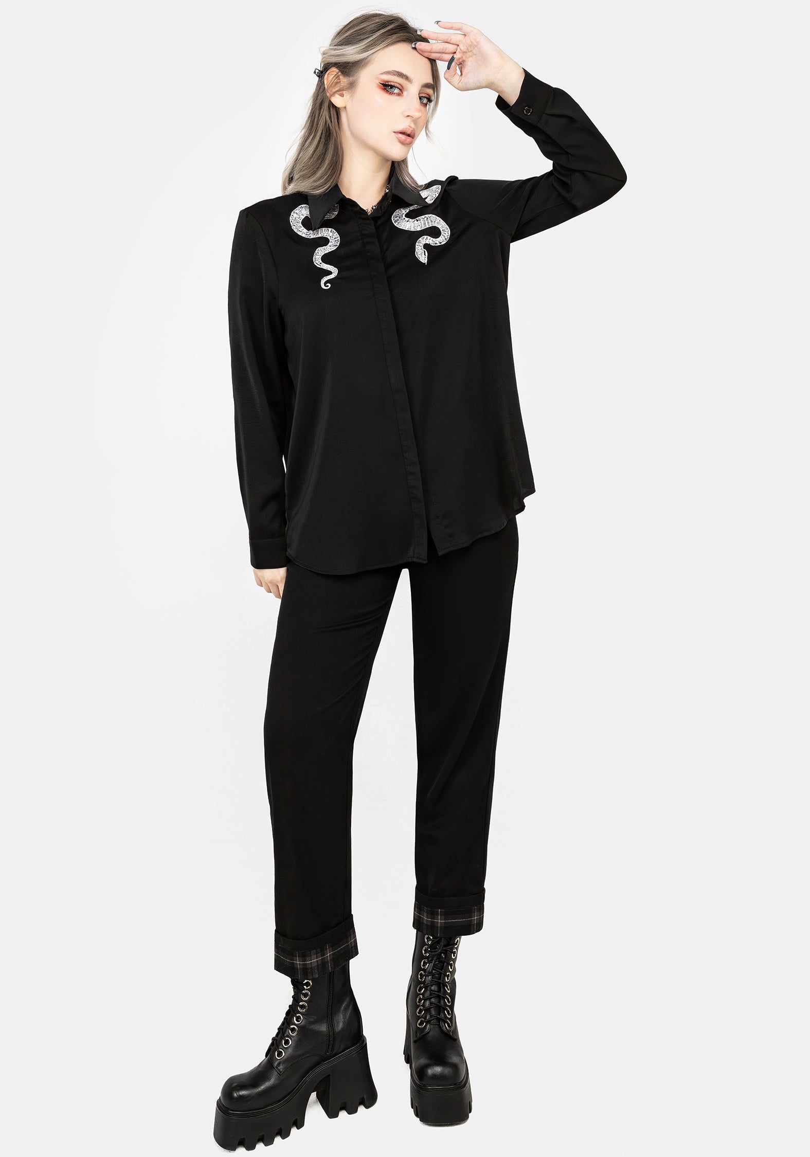 Slither Embroidered Snake Shirt | Disturbia - Shop Women's Gothic ...