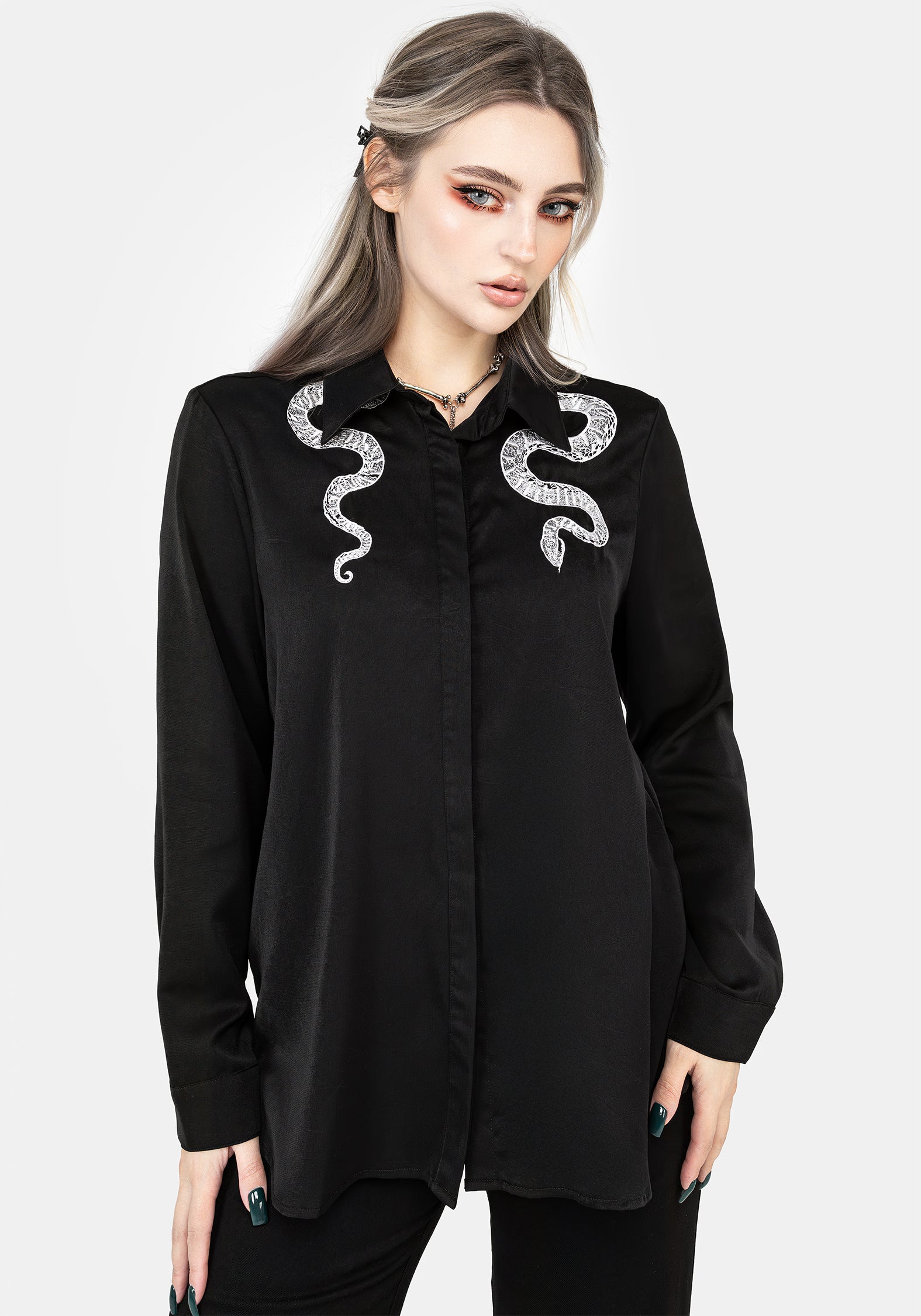 Slither Embroidered Snake Shirt | Disturbia - Shop Women's Gothic ...