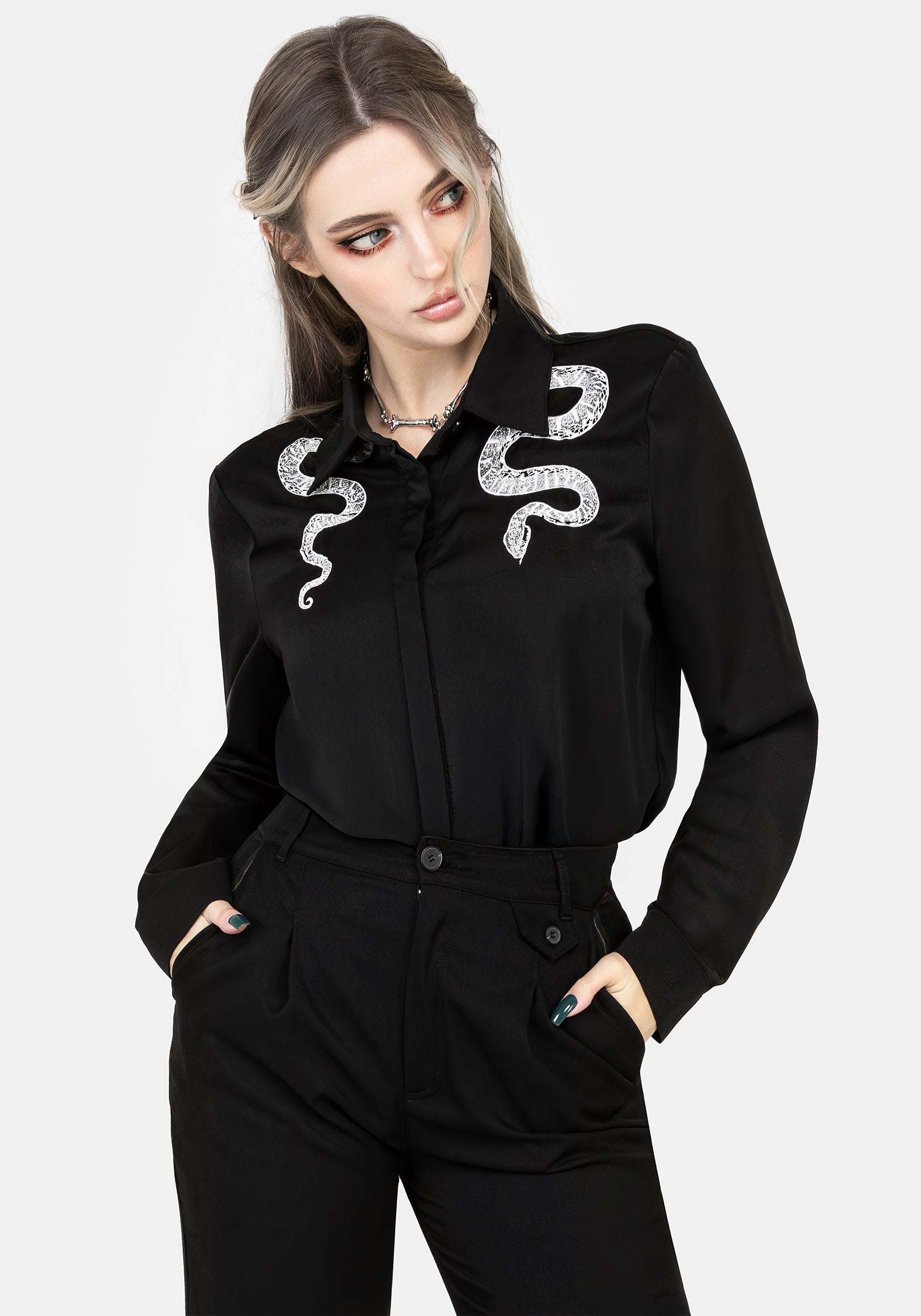 Slither Embroidered Snake Shirt | Disturbia - Shop Women's Gothic ...