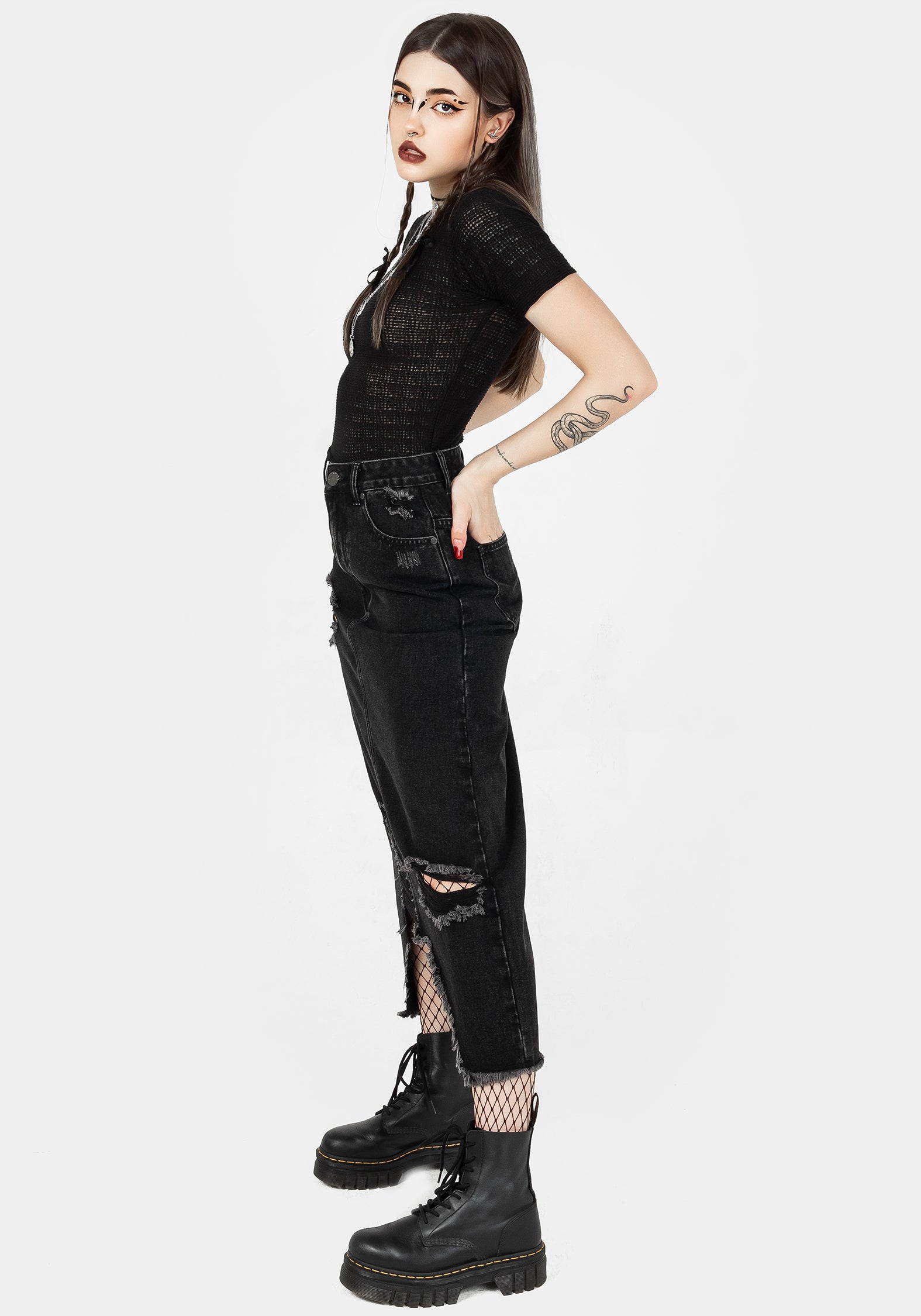 Ursula Distressed Denim Midaxi Skirt | Disturbia - Shop Women's Gothic ...