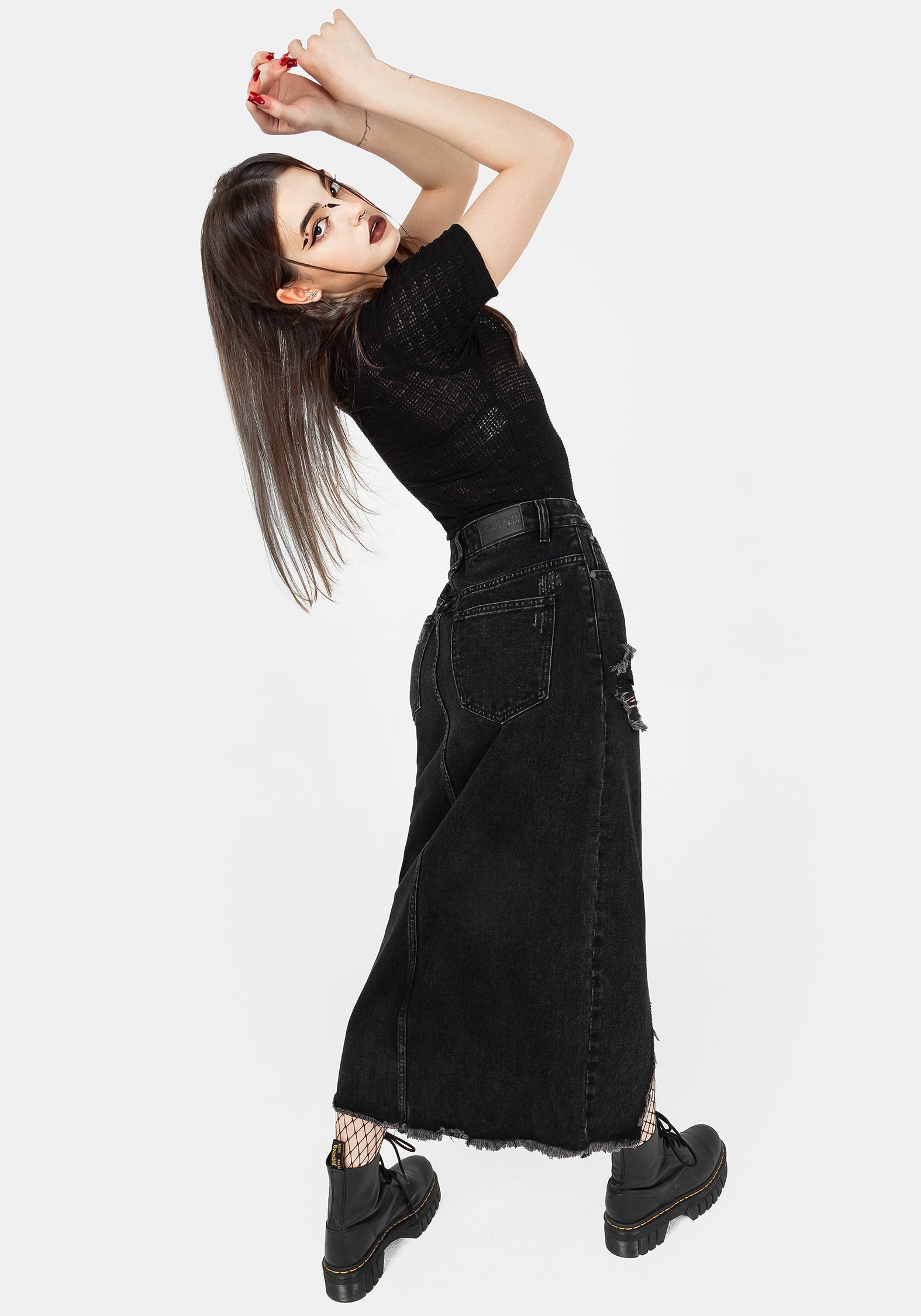 Ursula Distressed Denim Midaxi Skirt | Disturbia - Shop Women's Gothic ...