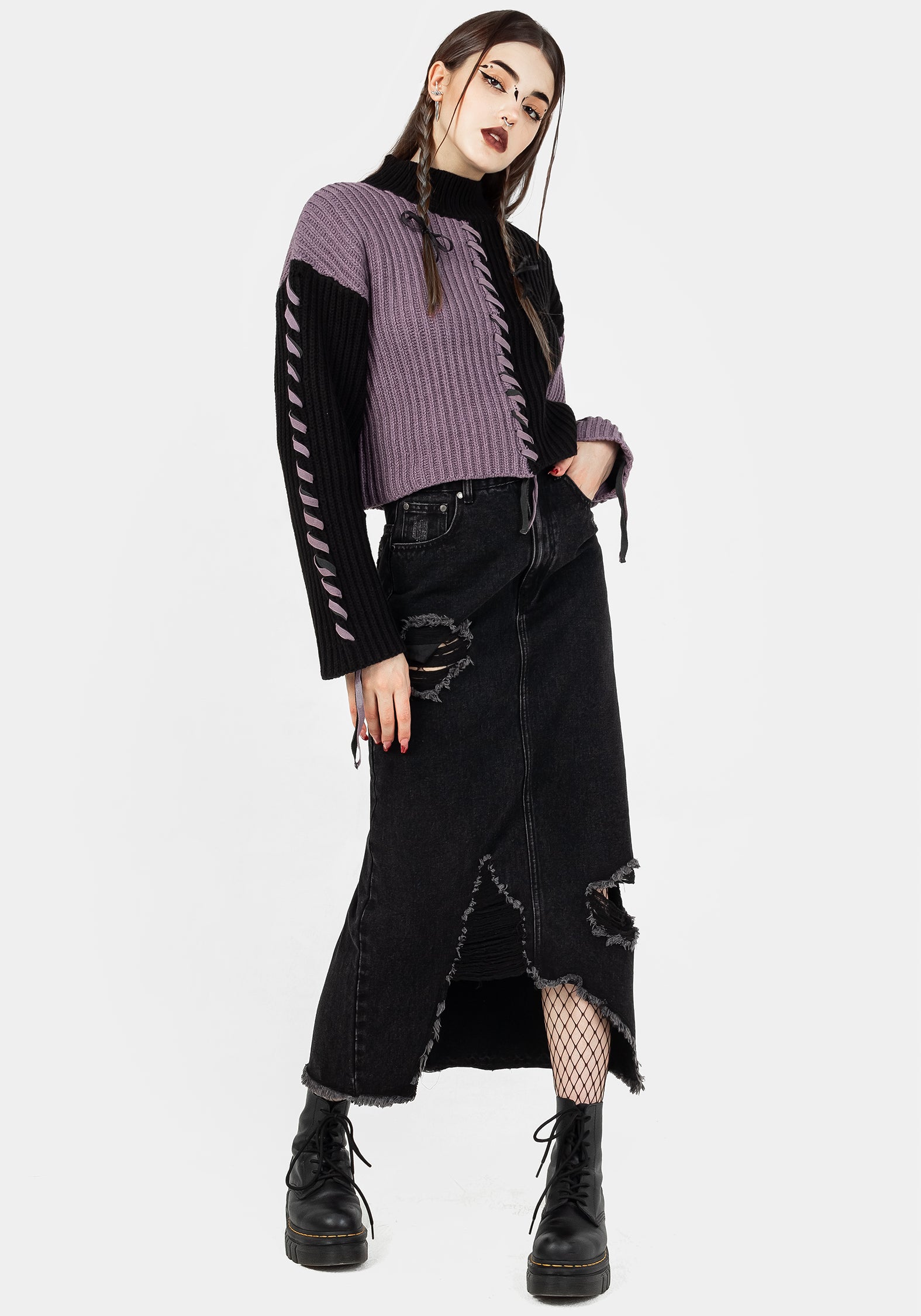 Ursula Distressed Denim Midaxi Skirt | Disturbia - Shop Women's Gothic ...