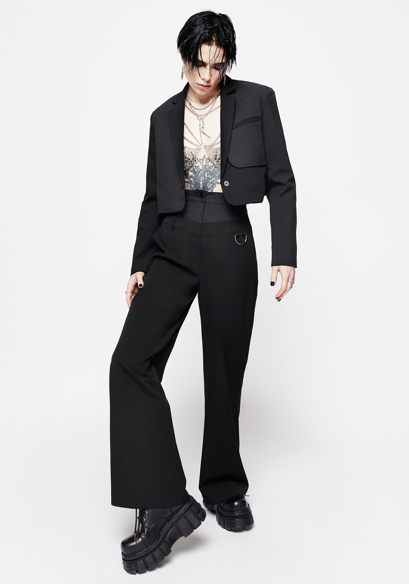 Ruthless Double Waistband Wide Leg Trousers | Disturbia - Shop Women's Gothic, Alternative ...