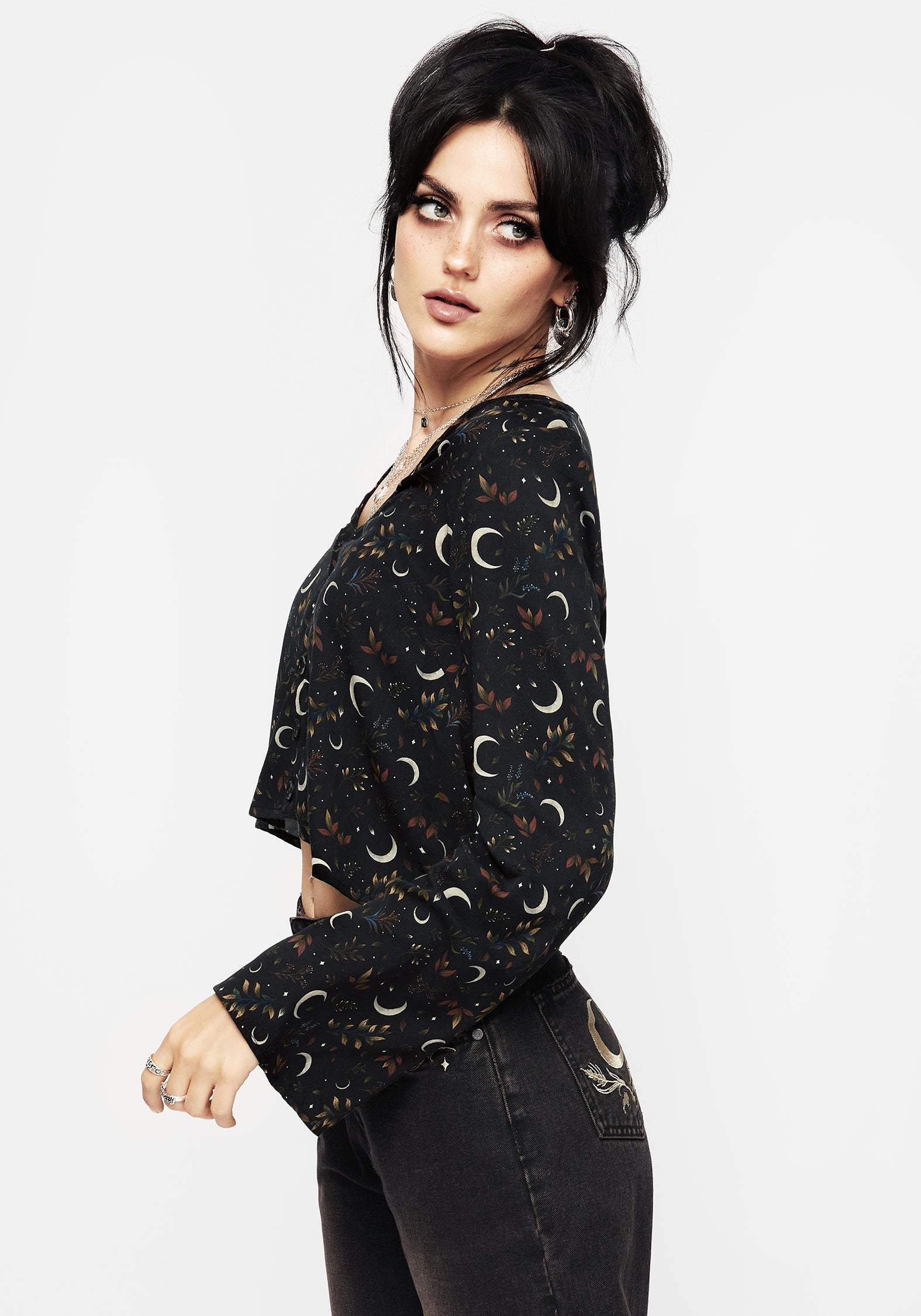 Sickle Moon Flute Sleeve Button Up Top | Disturbia - Shop Women's ...
