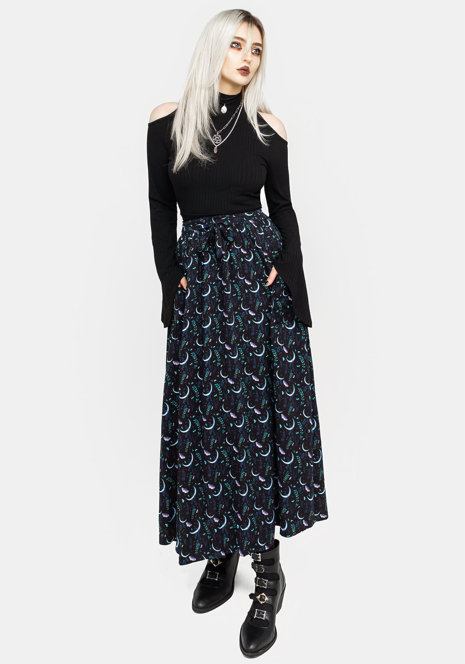 Diana Moon Moth Midaxi Skirt | Disturbia - Shop Women's Gothic ...