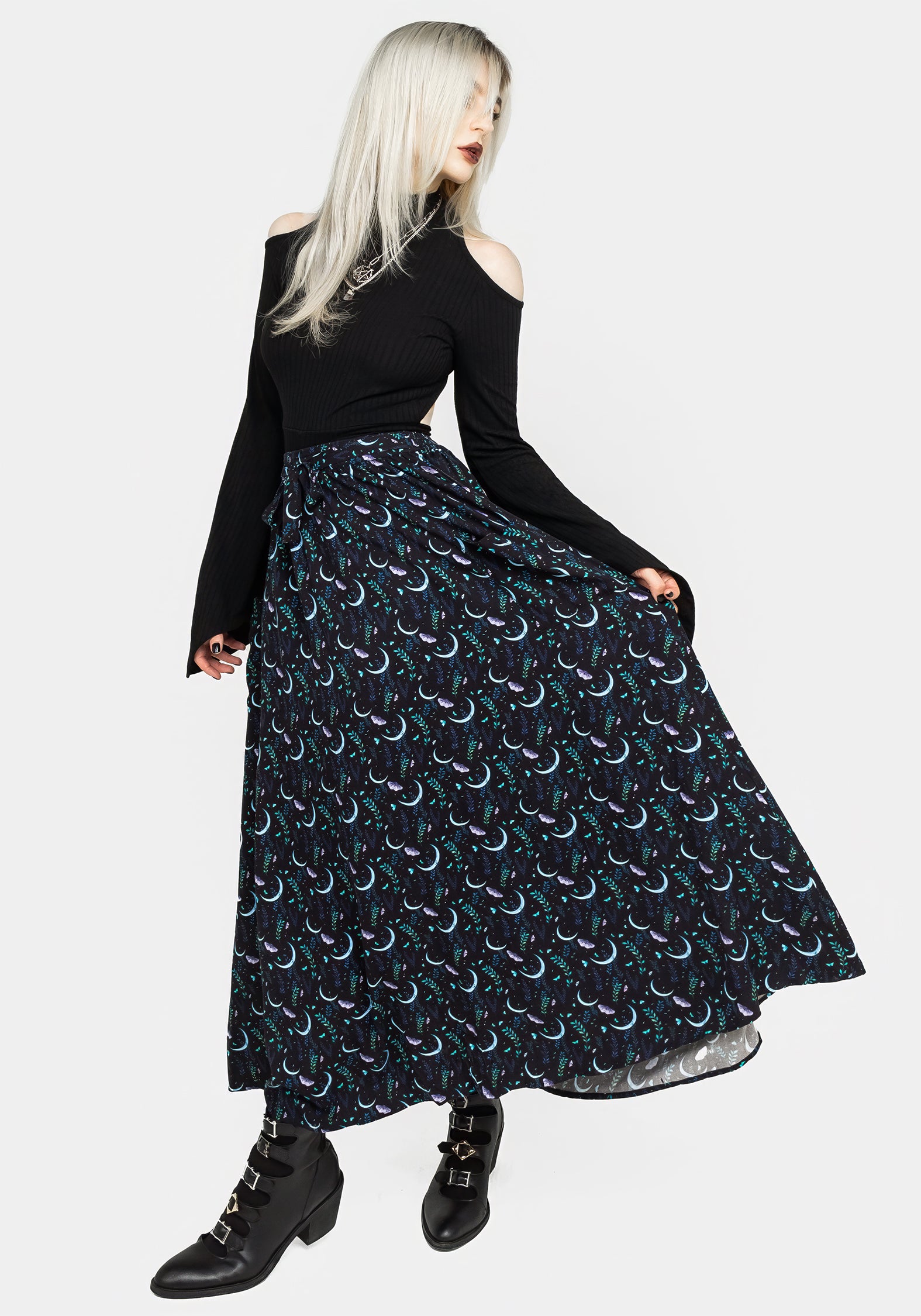 Diana Moon Moth Midaxi Skirt | Disturbia - Shop Women's Gothic ...