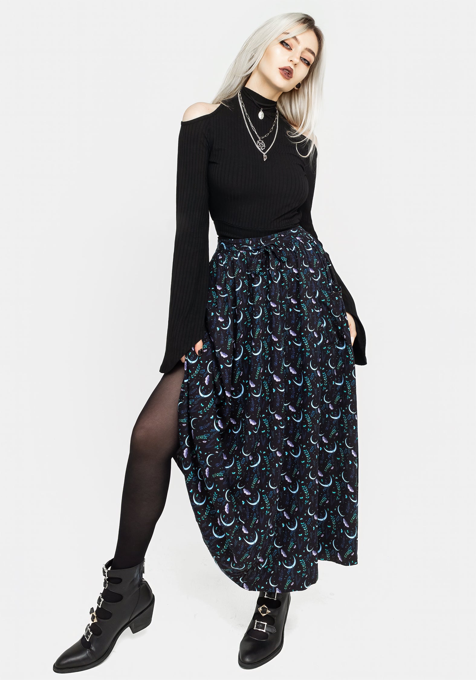 Diana Moon Moth Midaxi Skirt | Disturbia - Shop Women's Gothic ...