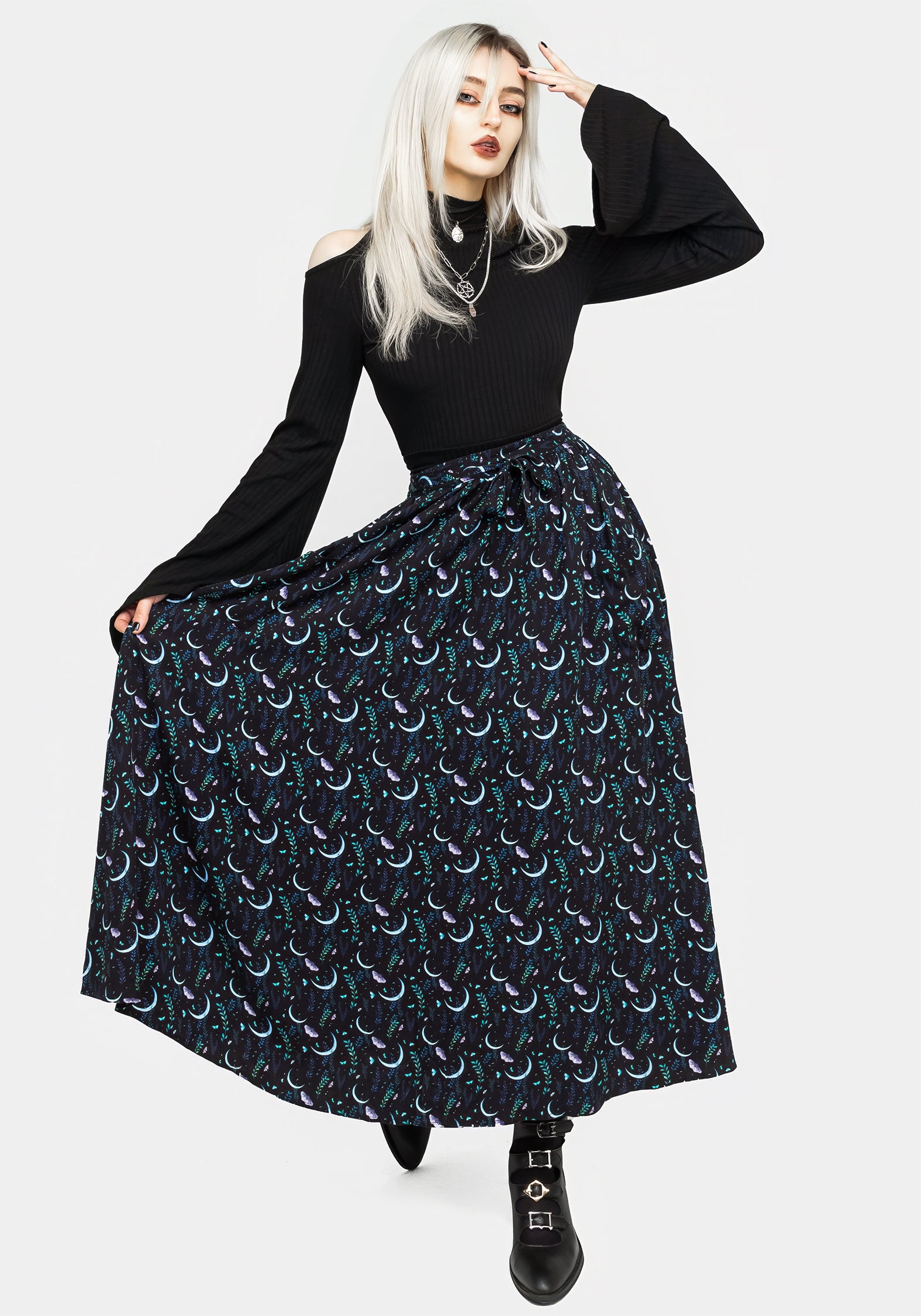 Diana Moon Moth Midaxi Skirt | Disturbia - Shop Women's Gothic ...