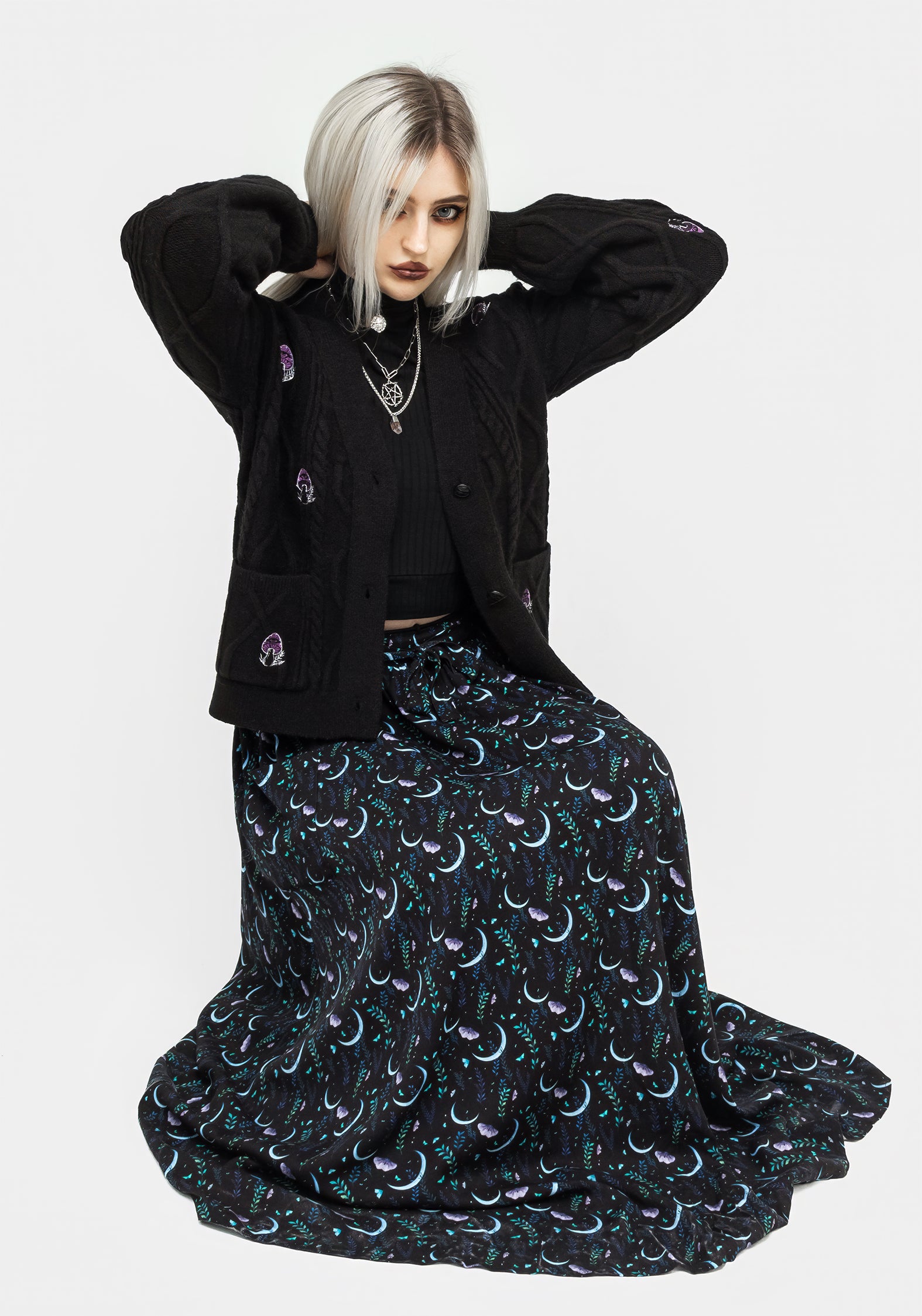 Diana Moon Moth Midaxi Skirt | Disturbia - Shop Women's Gothic ...