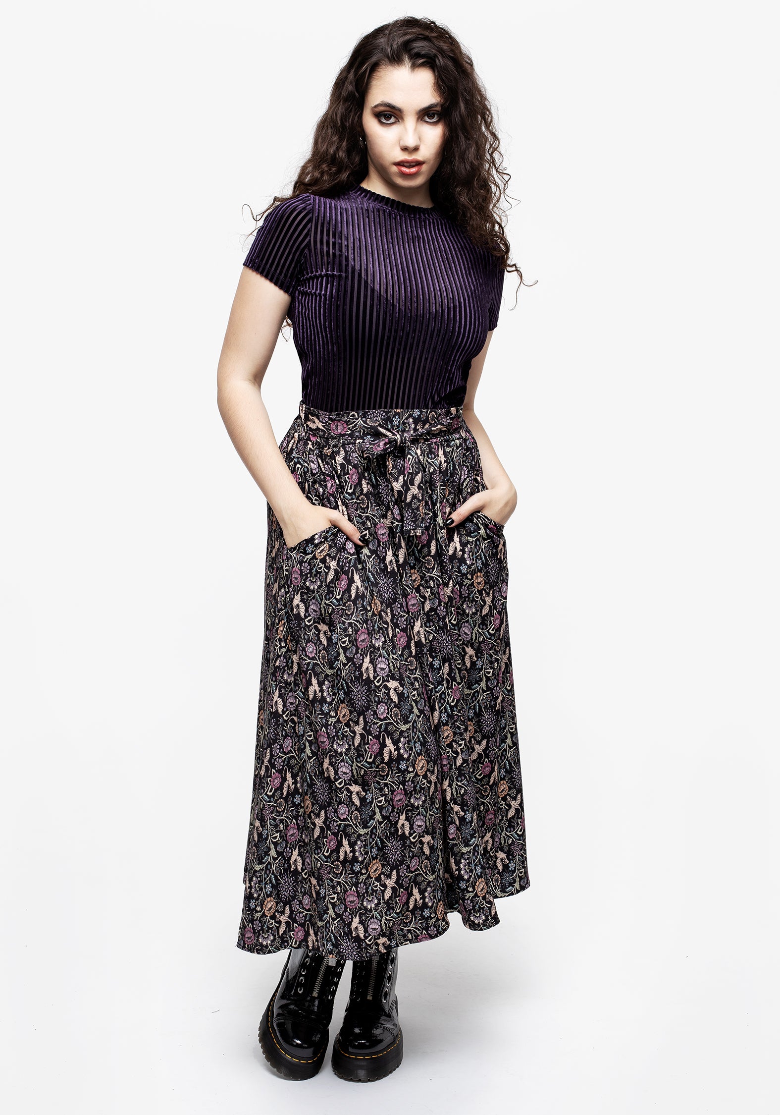 Snapdragon Tie Detail Midi Skirt | Disturbia - Shop Women's Gothic ...