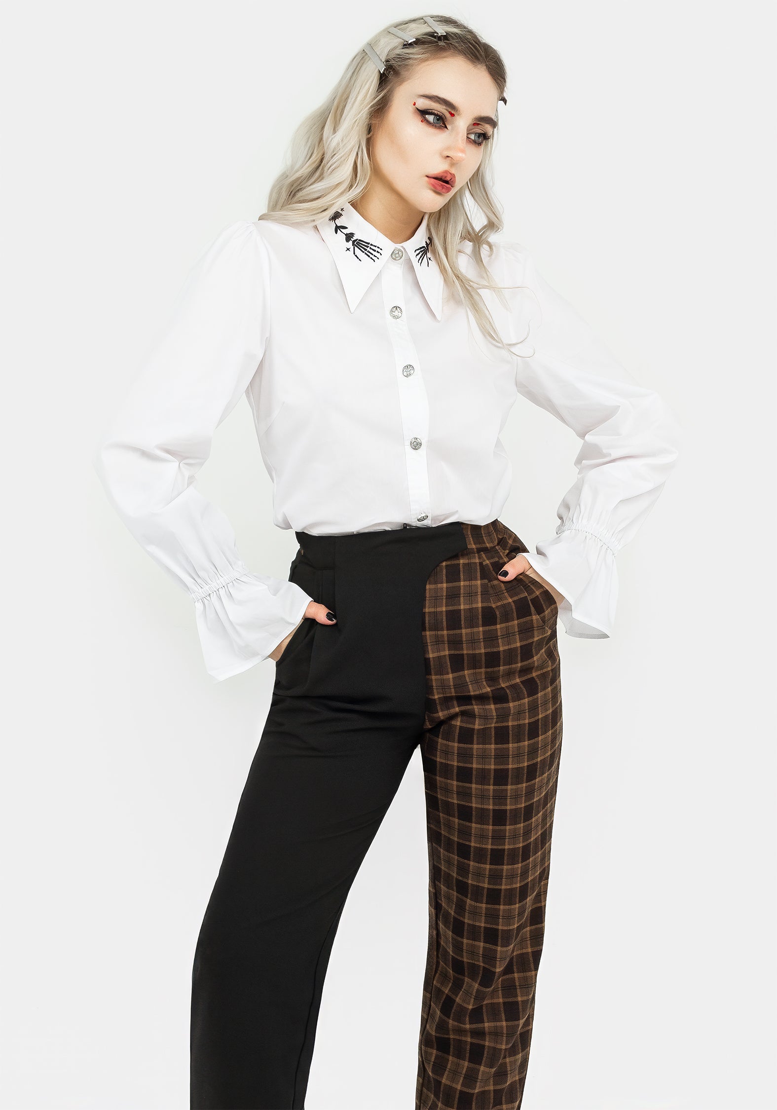 Tempora Embroidered Button Up Shirt | Disturbia - Shop Women's Gothic ...