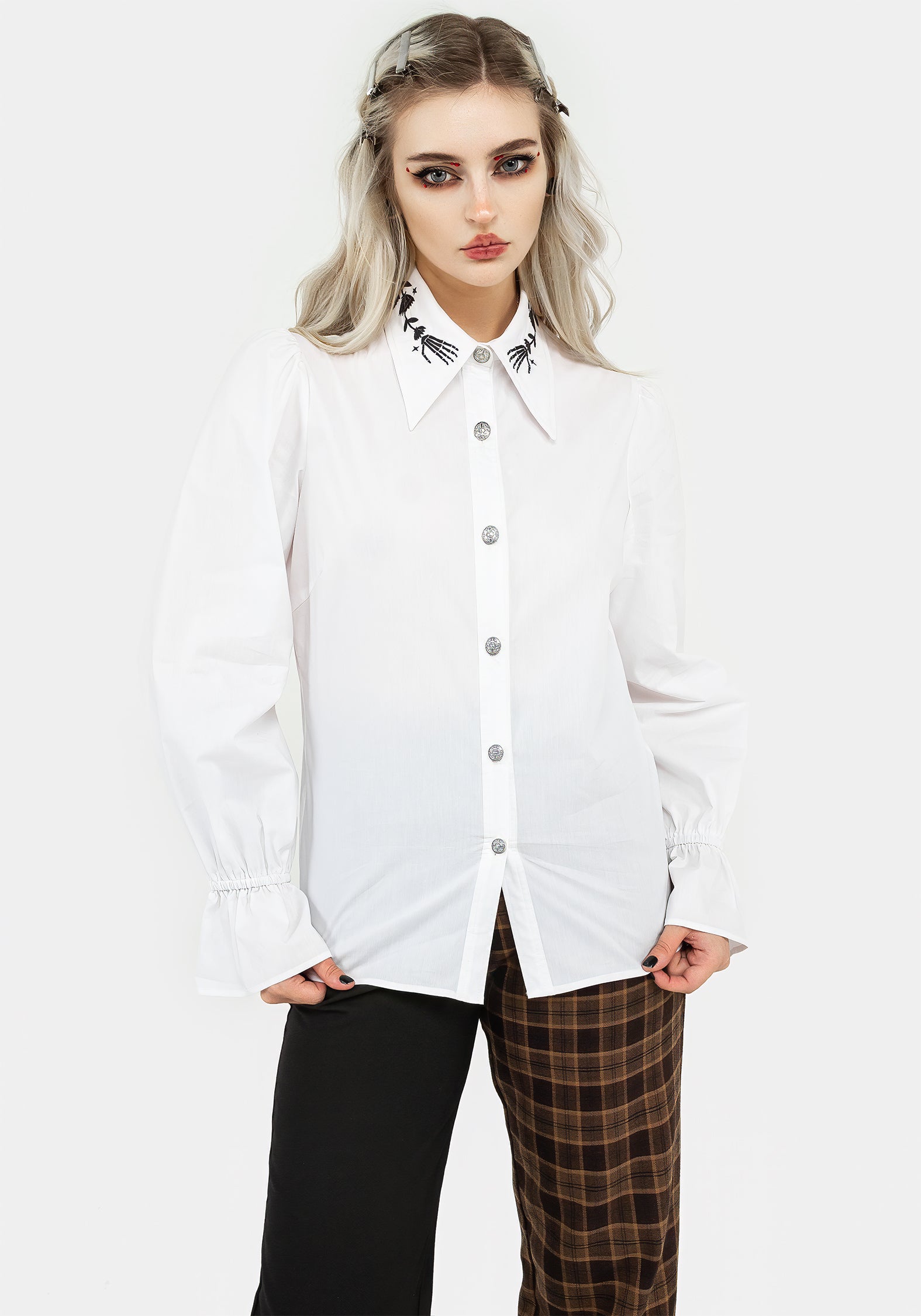 Tempora Embroidered Button Up Shirt | Disturbia - Shop Women's Gothic ...
