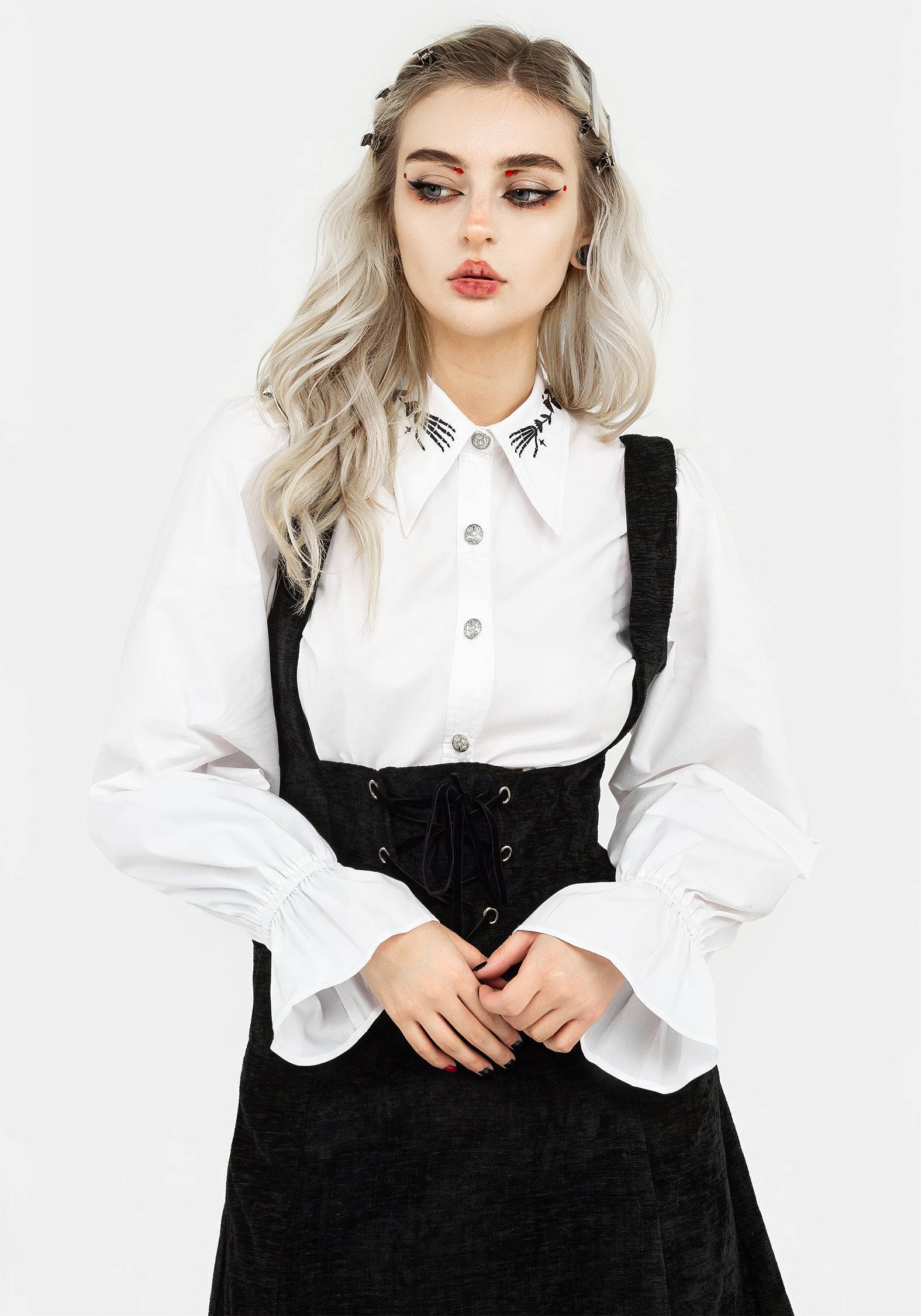 Tempora Embroidered Button Up Shirt | Disturbia - Shop Women's Gothic ...