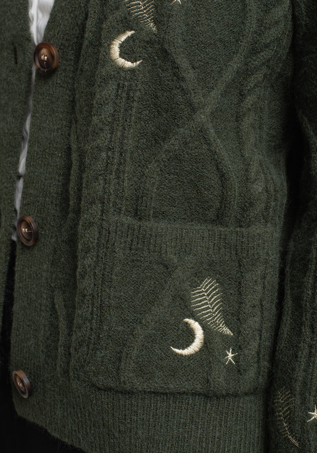 Dianne Embroidered Cable Knit Cardigan – Disturbia