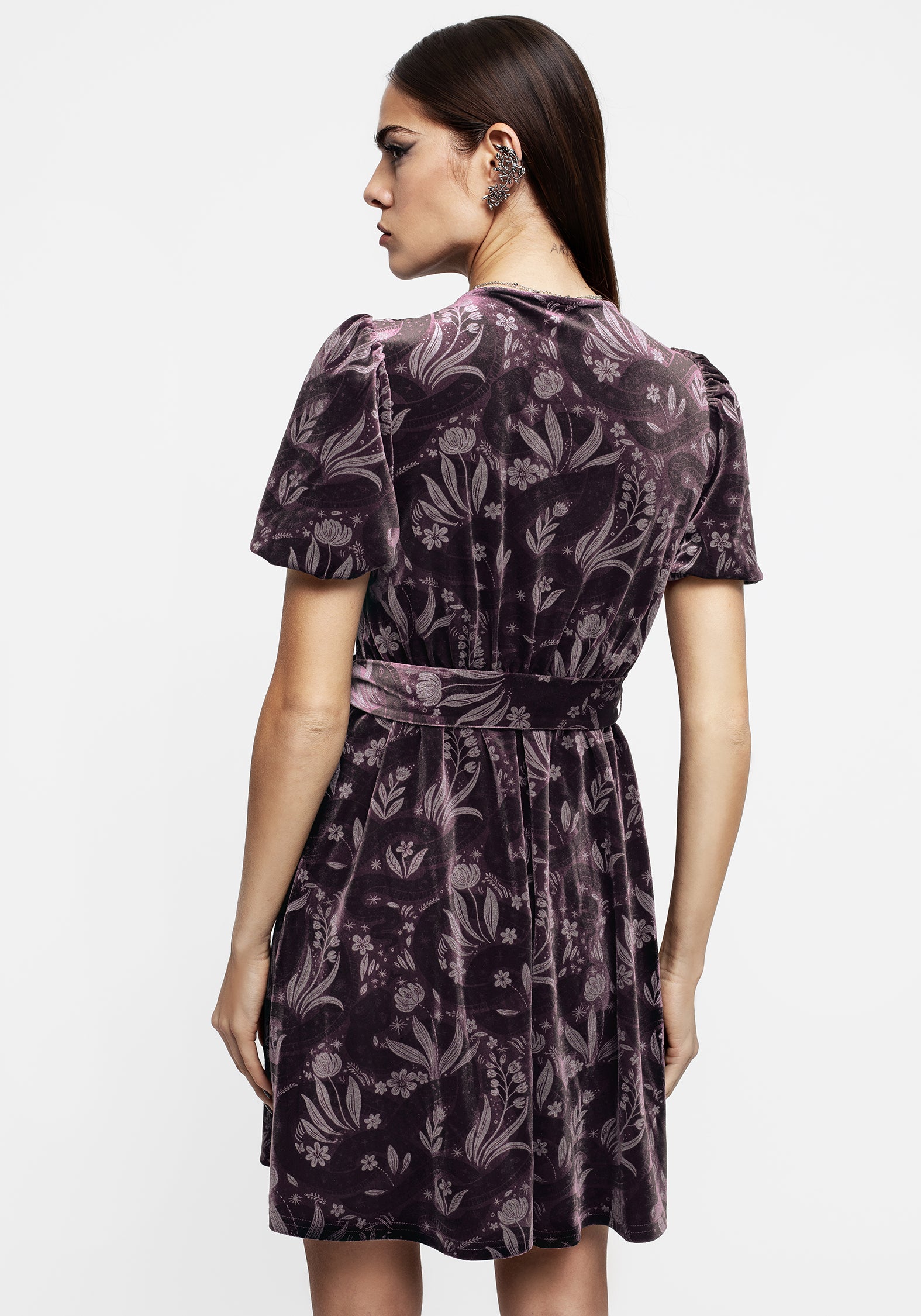 Deception Snake Foil Print Velour Mini Wrap Dress | Disturbia - Shop ...
