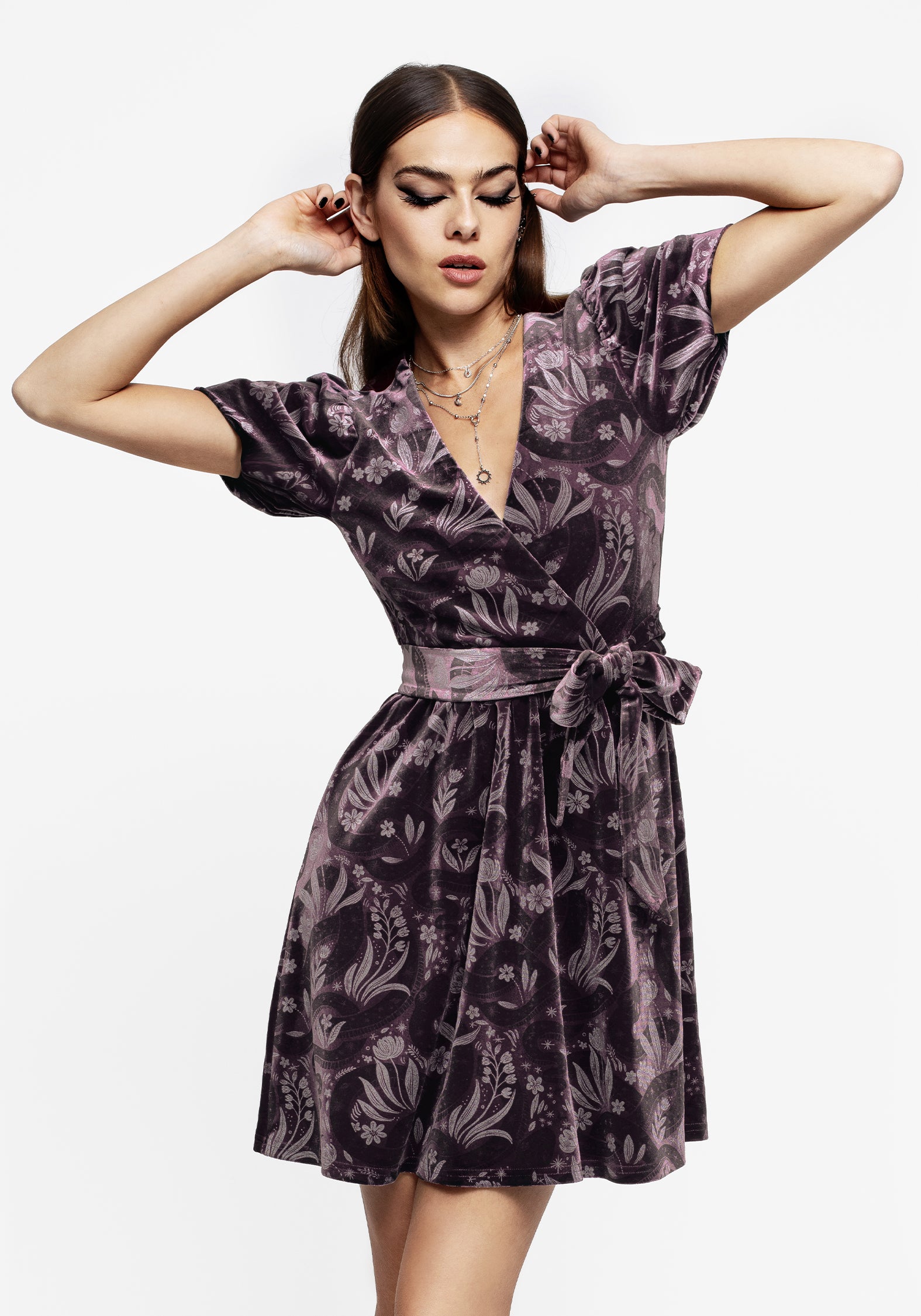 Deception Snake Foil Print Velour Mini Wrap Dress | Disturbia - Shop ...