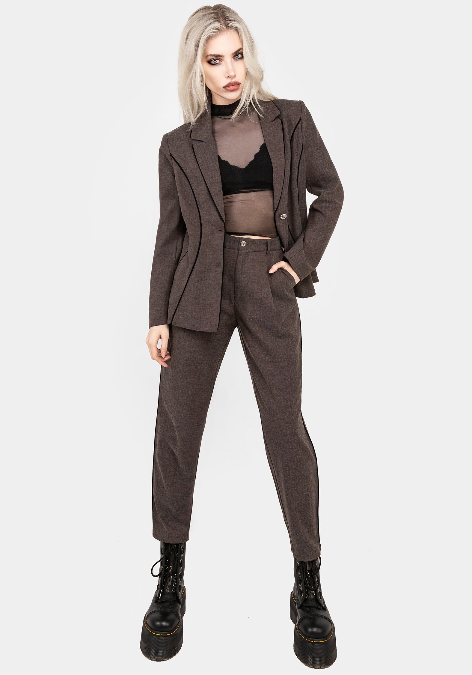 Cointrelle Herringbone Piped Blazer | Disturbia - Shop Women's Gothic ...