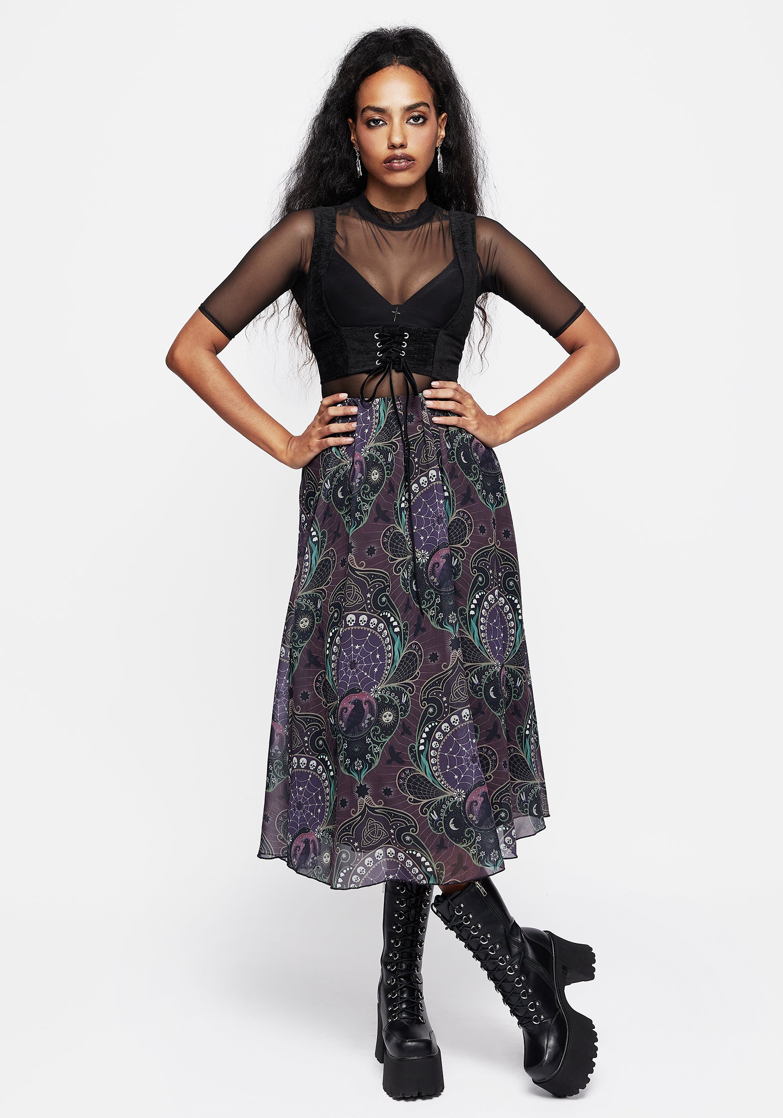 Clarette Chiffon Layered Midi Skirt | Disturbia - Shop Women's Gothic ...