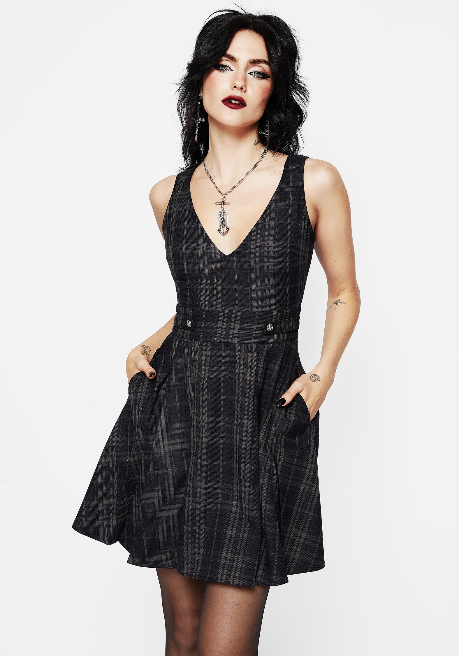 Reckless Check Mini Pinafore Dress | Disturbia - Shop Women's Gothic ...