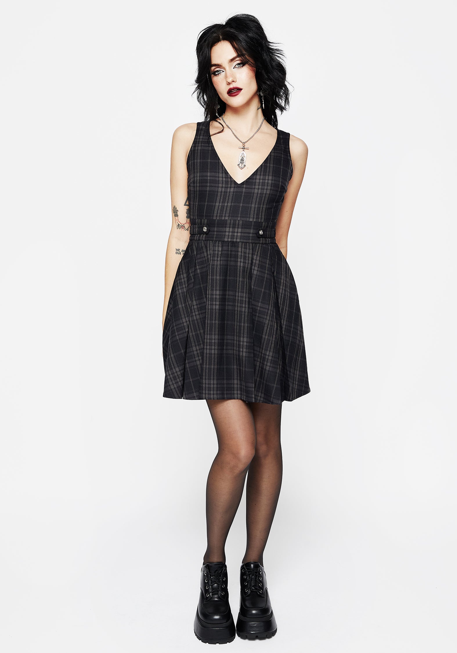 Reckless Check Mini Pinafore Dress | Disturbia - Shop Women's Gothic ...