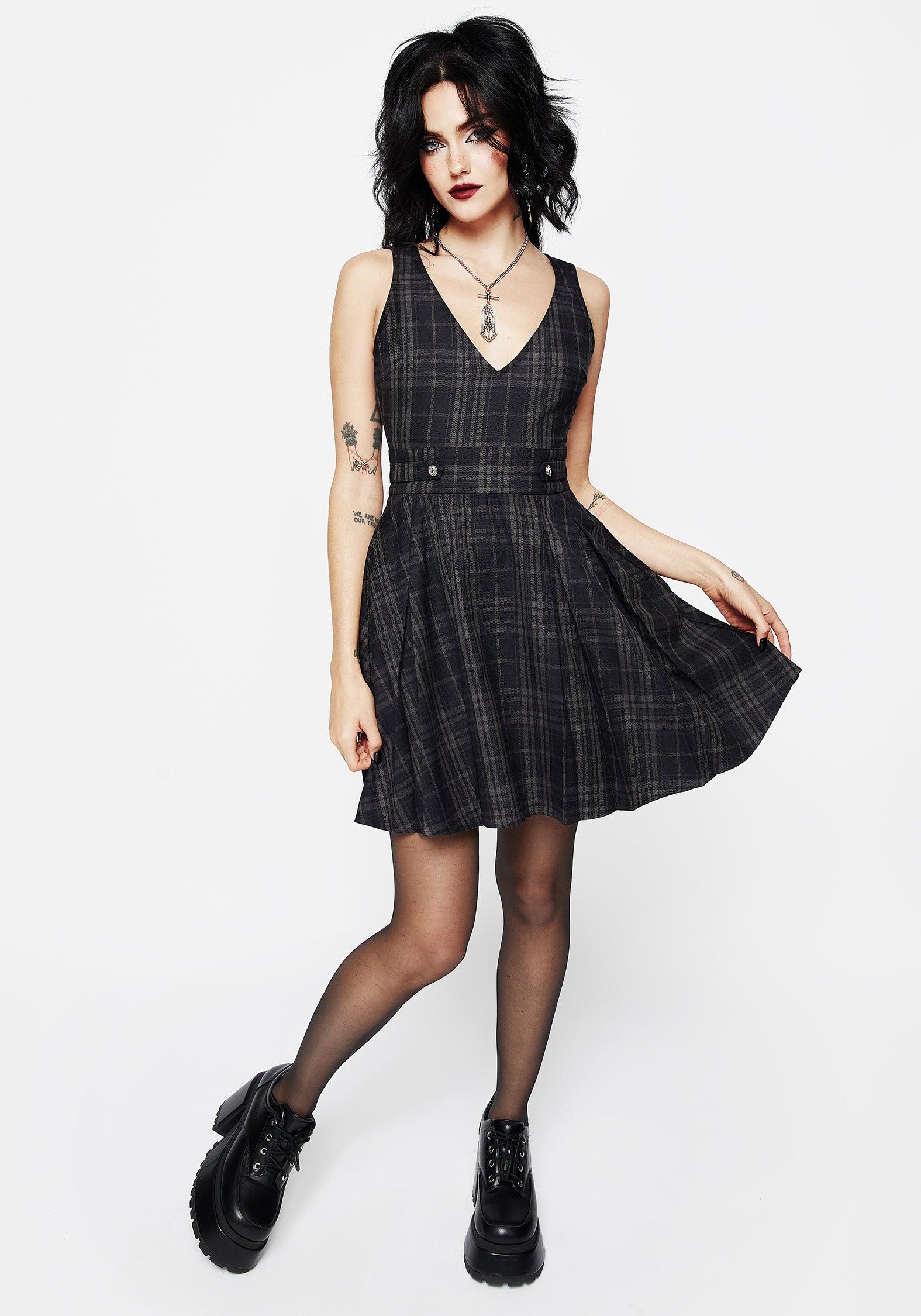 Reckless Check Mini Pinafore Dress | Disturbia - Shop Women's Gothic ...