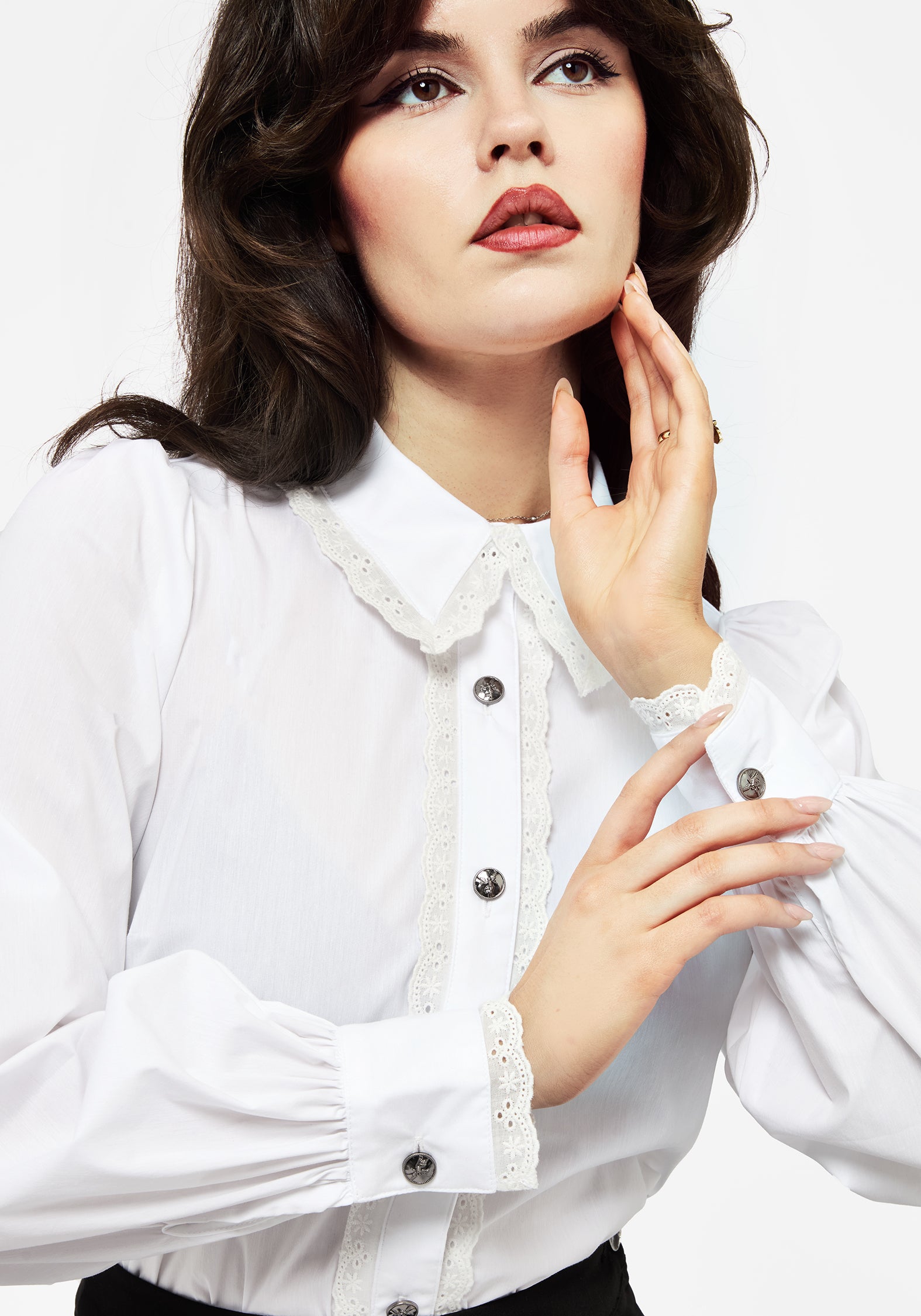 Grace Lace Trim Button Up Shirt | Disturbia - Shop Women's Gothic ...