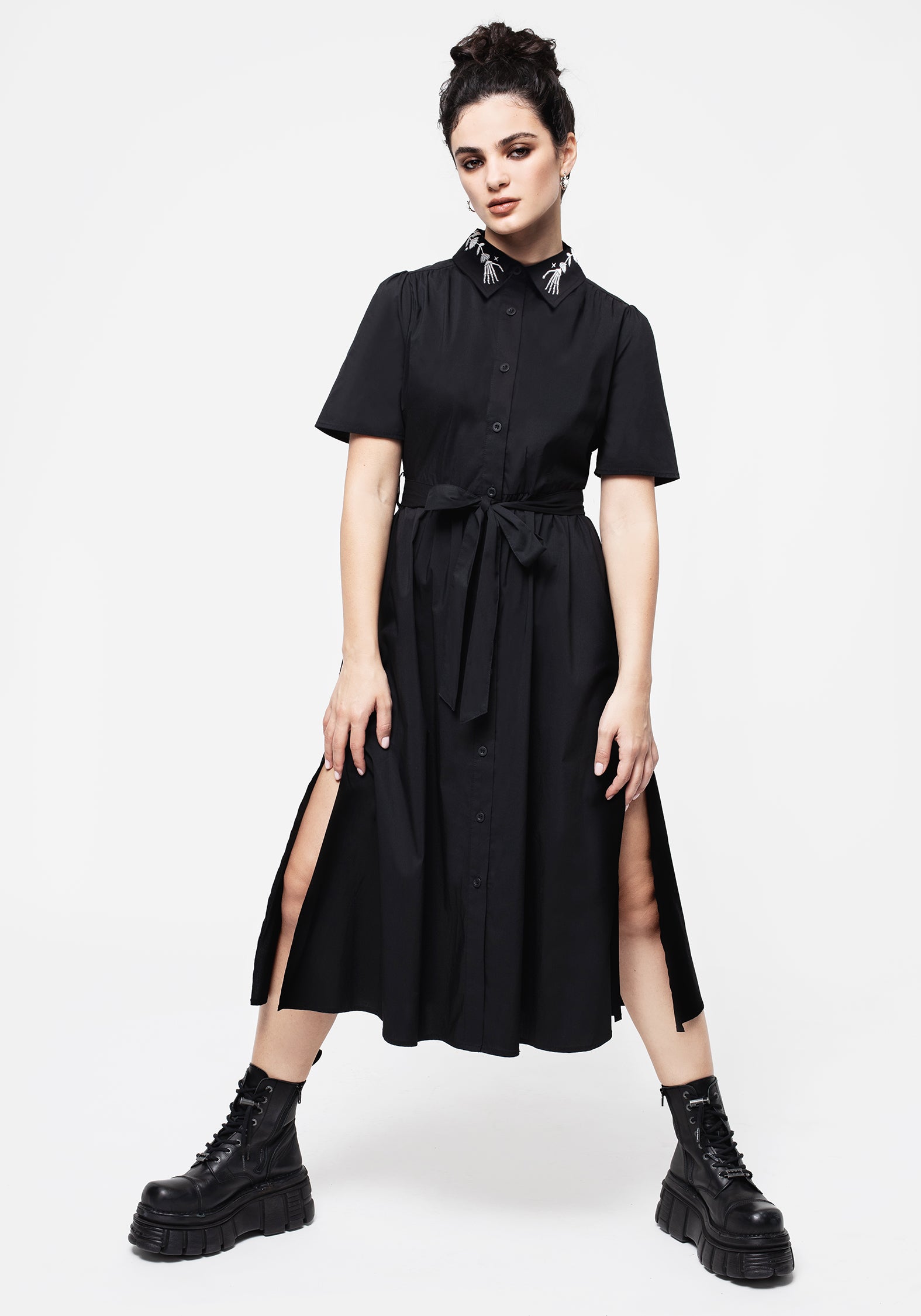 Tempora Embroidered Midi Shirt Dress | Disturbia - Shop Women's Gothic ...