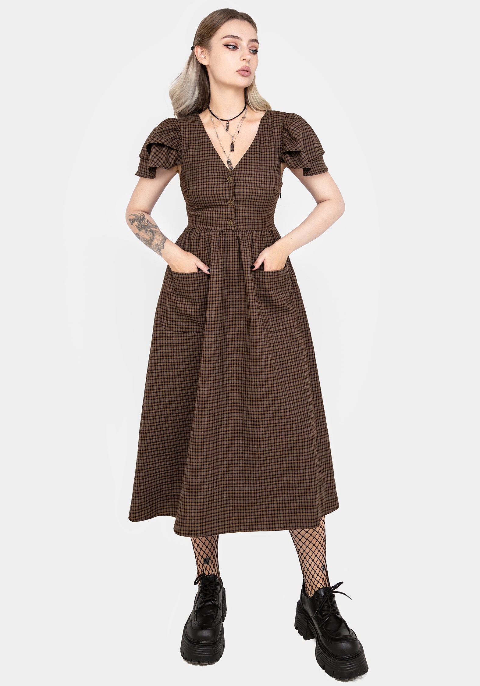 Sweetspire Check Button Up Midi Dress | Disturbia - Shop Women's Gothic ...