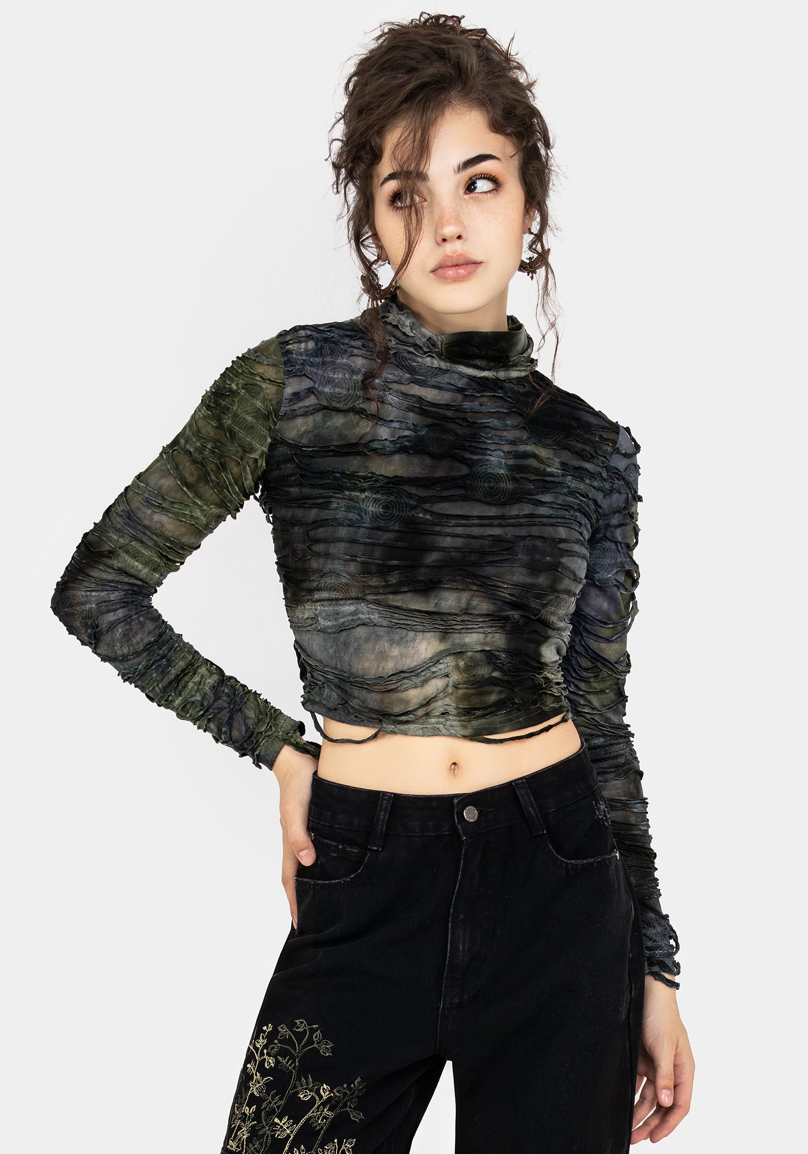 Chlorella Distressed Long Sleeve Top | Disturbia - Shop Women's Gothic ...