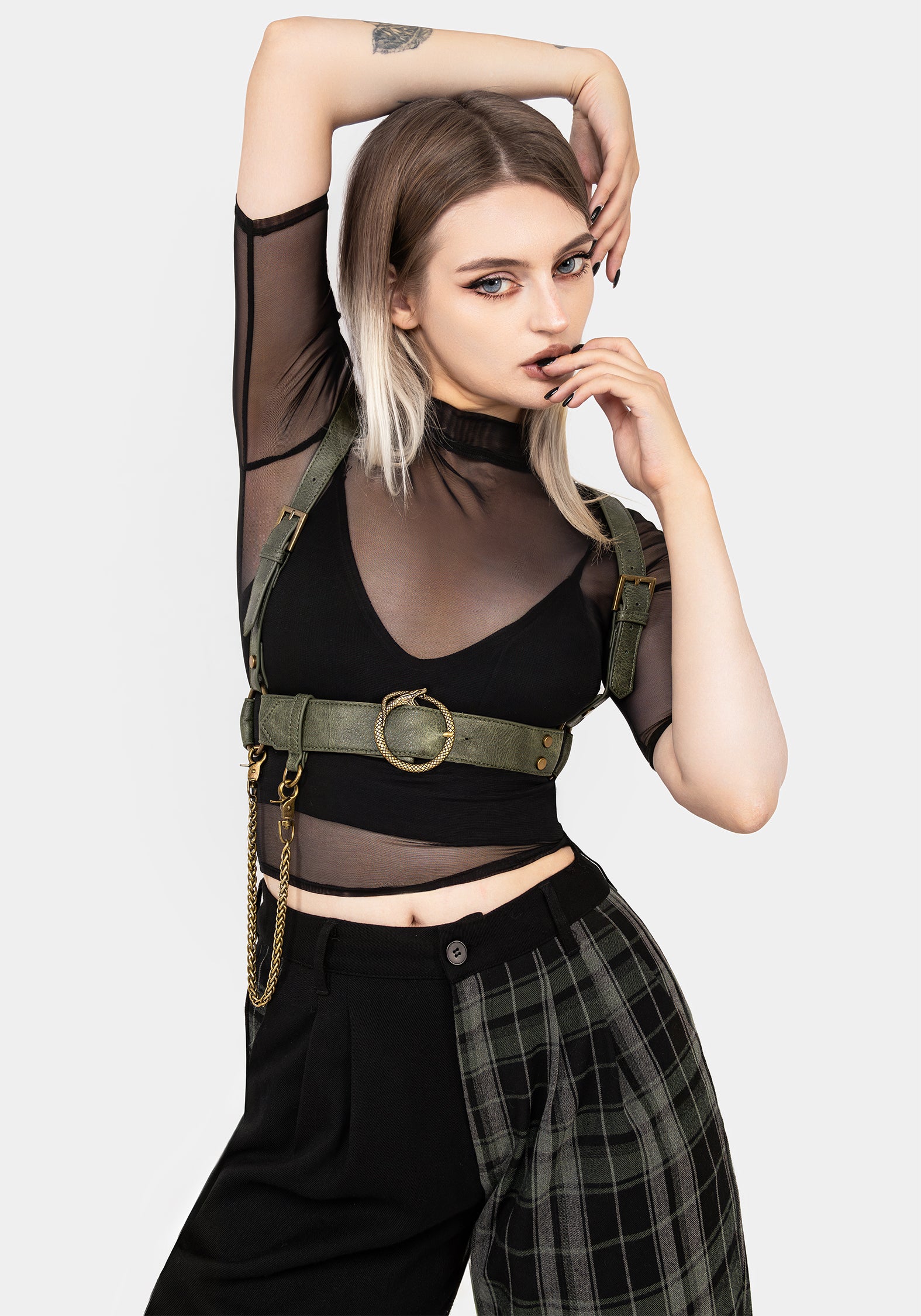 Kaliya Snake Chain Harness - Green | Disturbia - Shop Women's Gothic ...