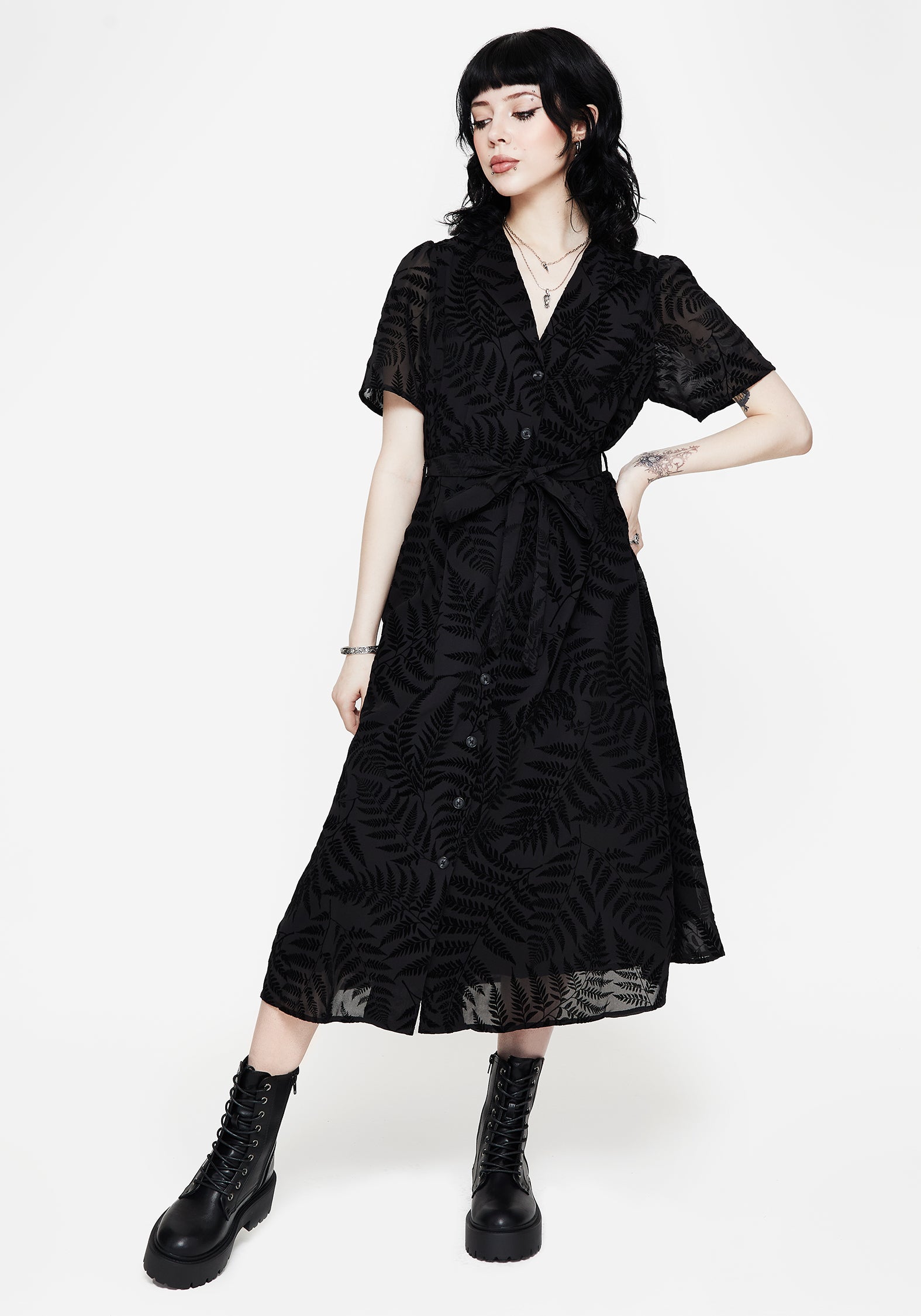 Lunafern Fern Printed Belted Midi Shirt Dress | Disturbia - Shop Women ...
