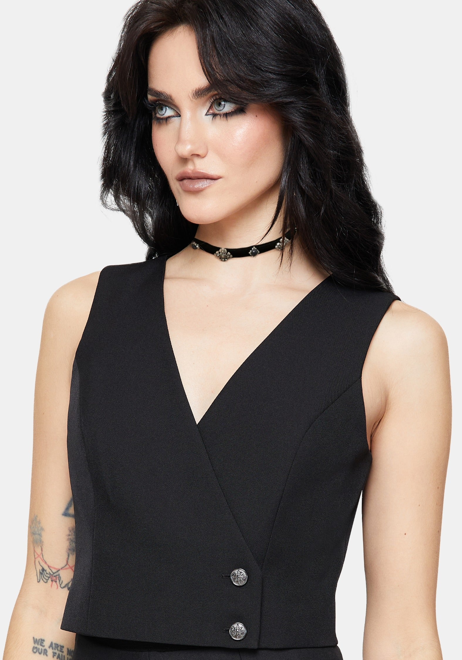 Iris Celestial Tailored Wrap Over Button Waistcoat – Disturbia