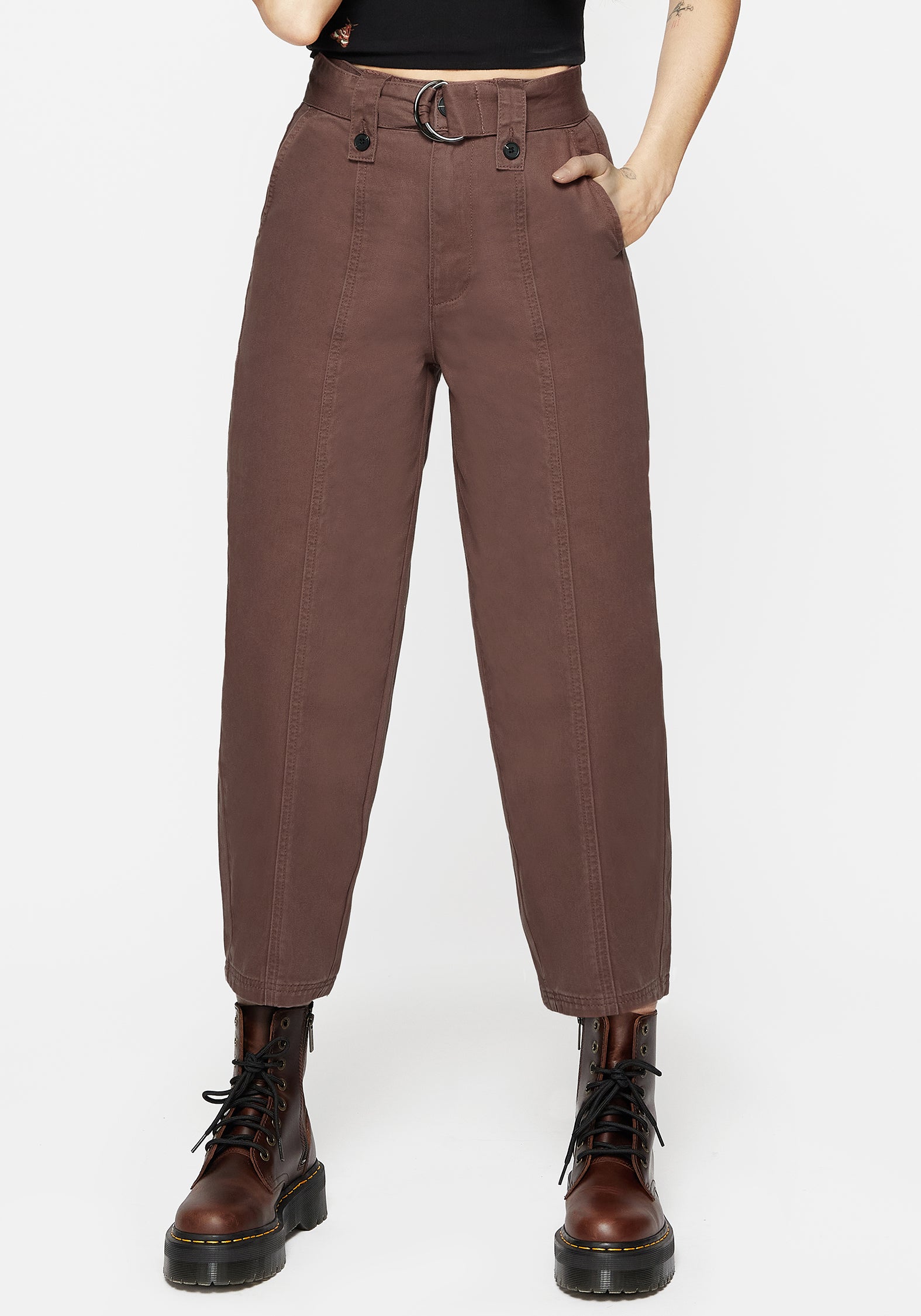 Pinhead Belted Balloon Leg Trousers - Brown | Disturbia - Shop Women's ...