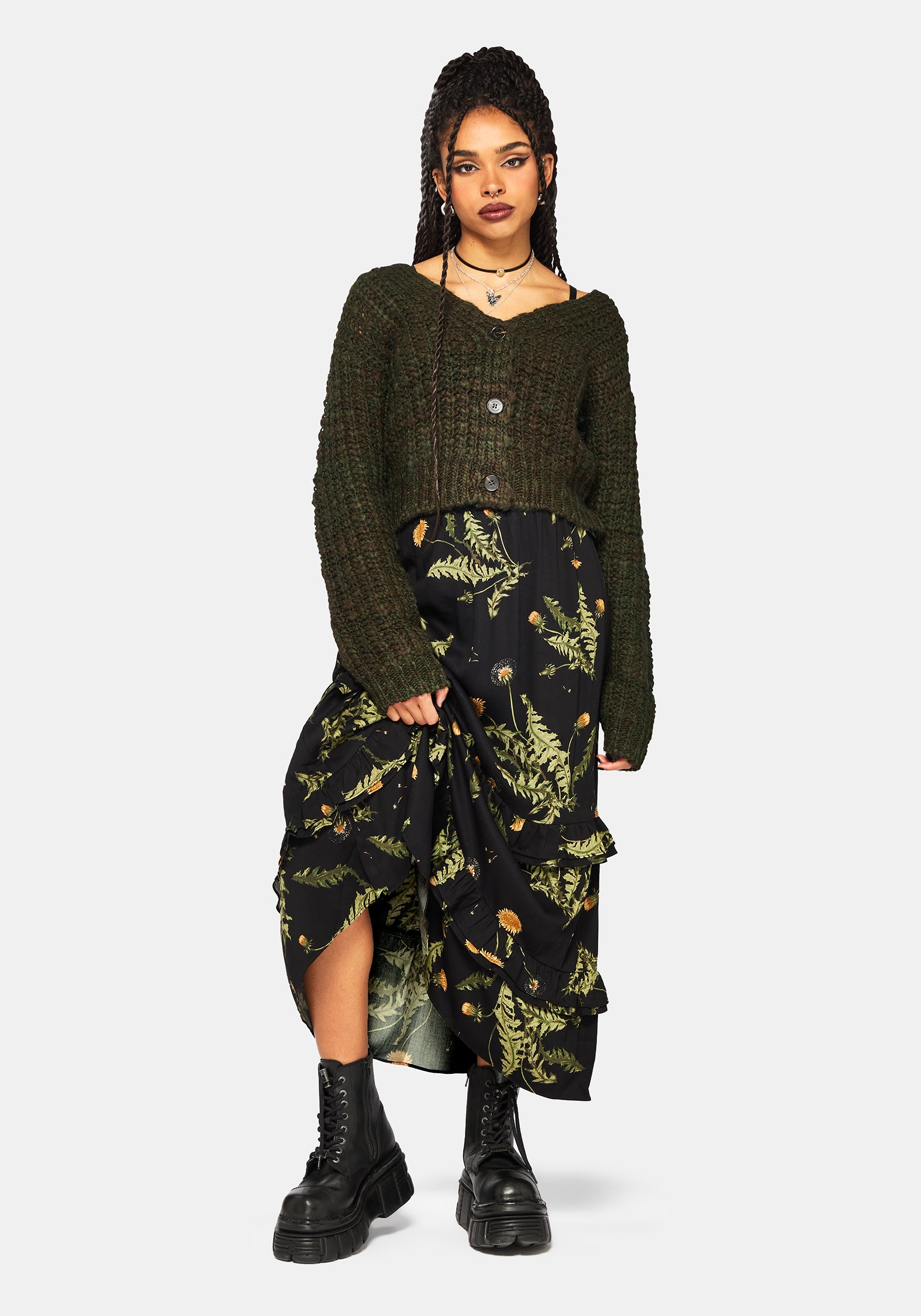 Cimora Dandelion Ruffle Midaxi Skirt – Disturbia