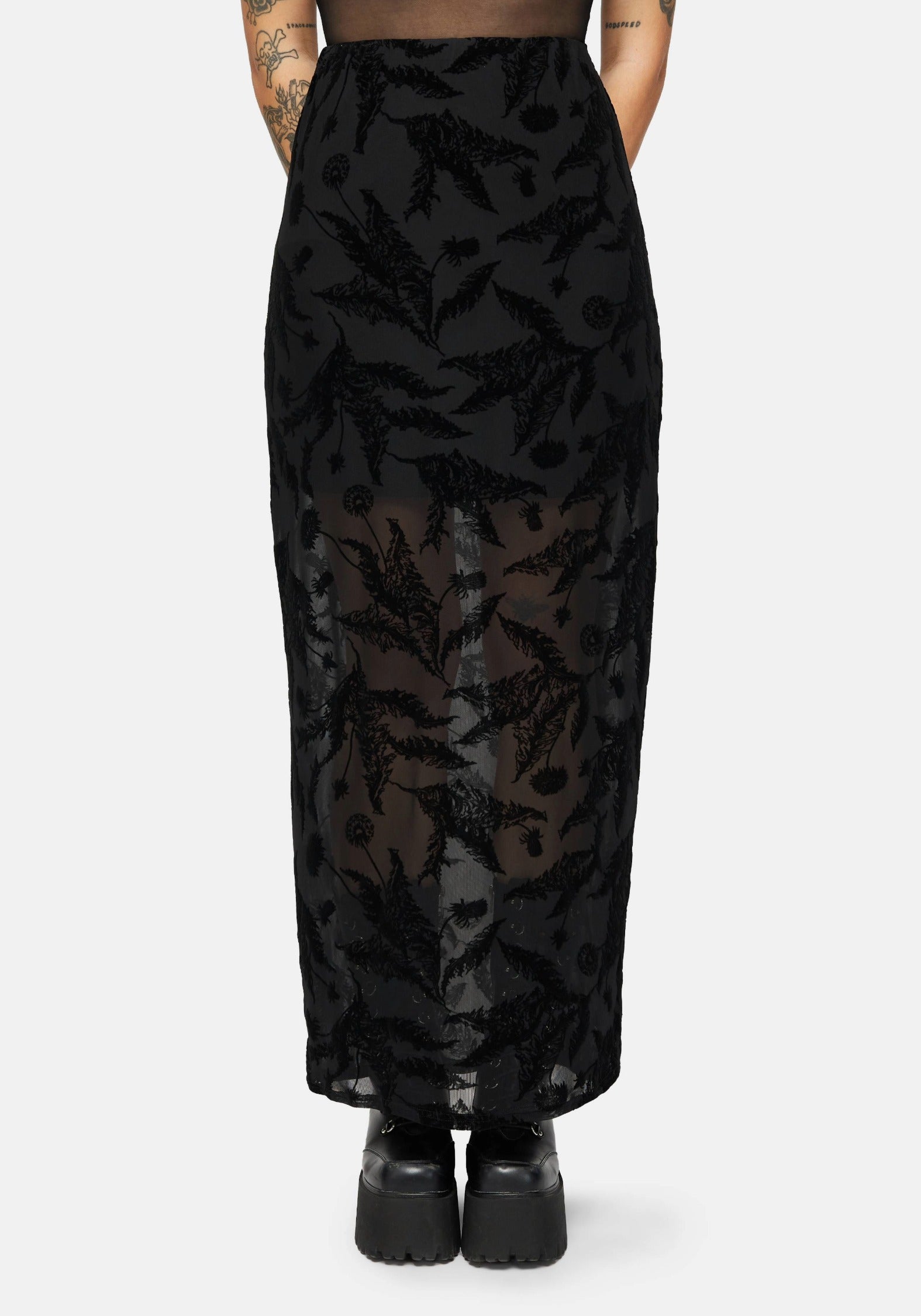 Cimora Dandelion Flock Mesh Midaxi Skirt – Disturbia