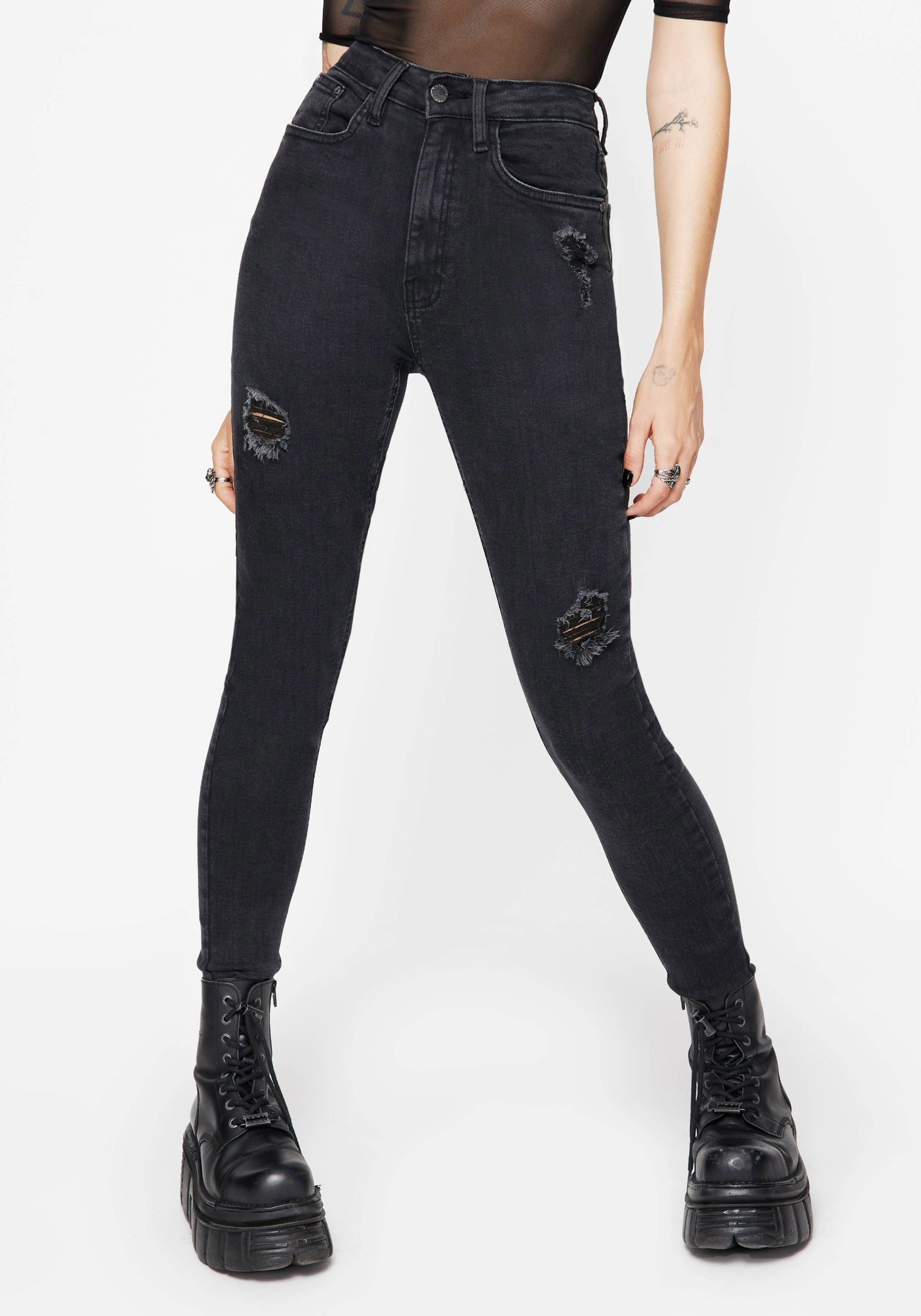 Void Embroidered Pocket Skinny Jeans – Disturbia