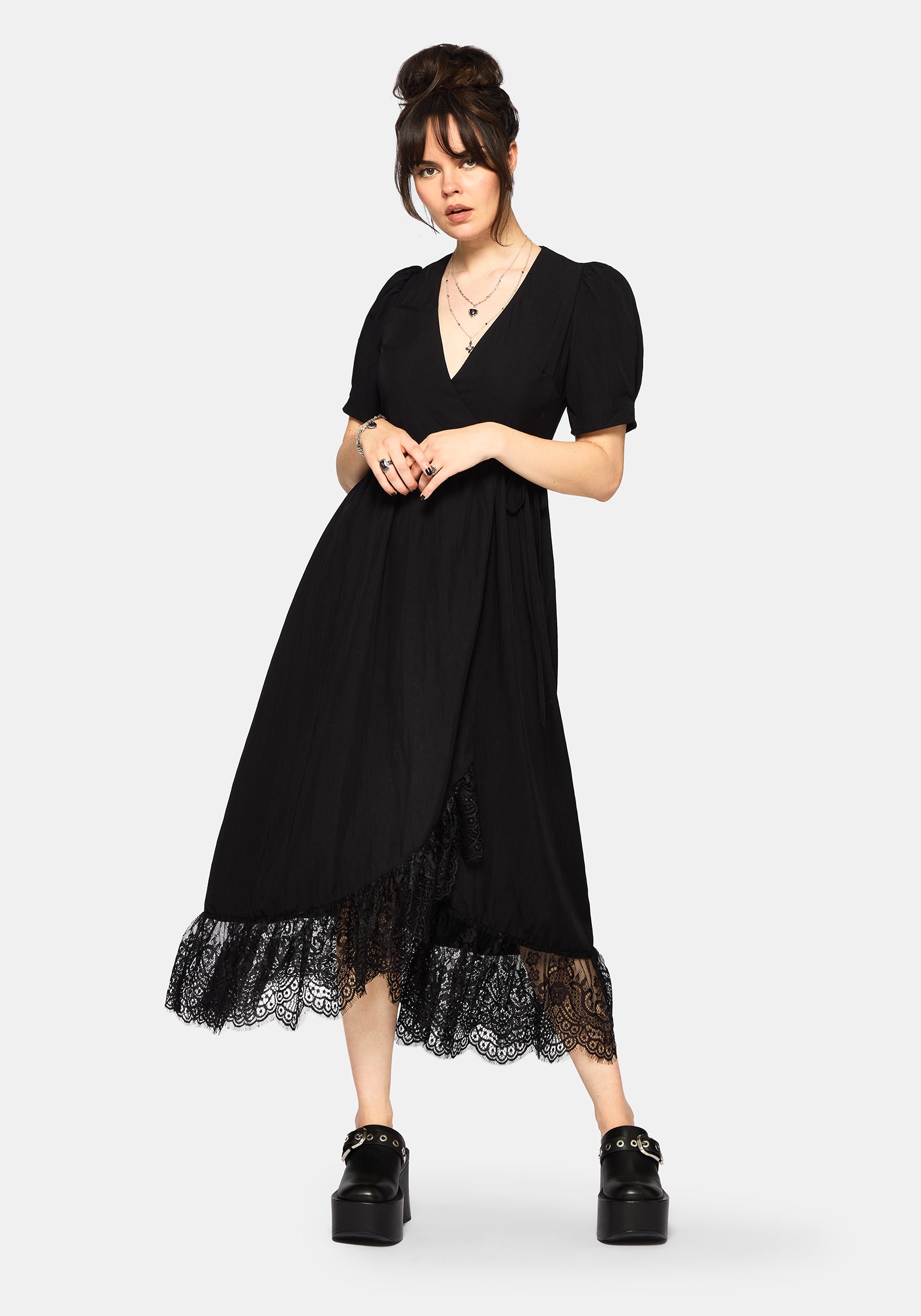 Sorelle Lace Hem Wrap Midaxi Dress – Disturbia