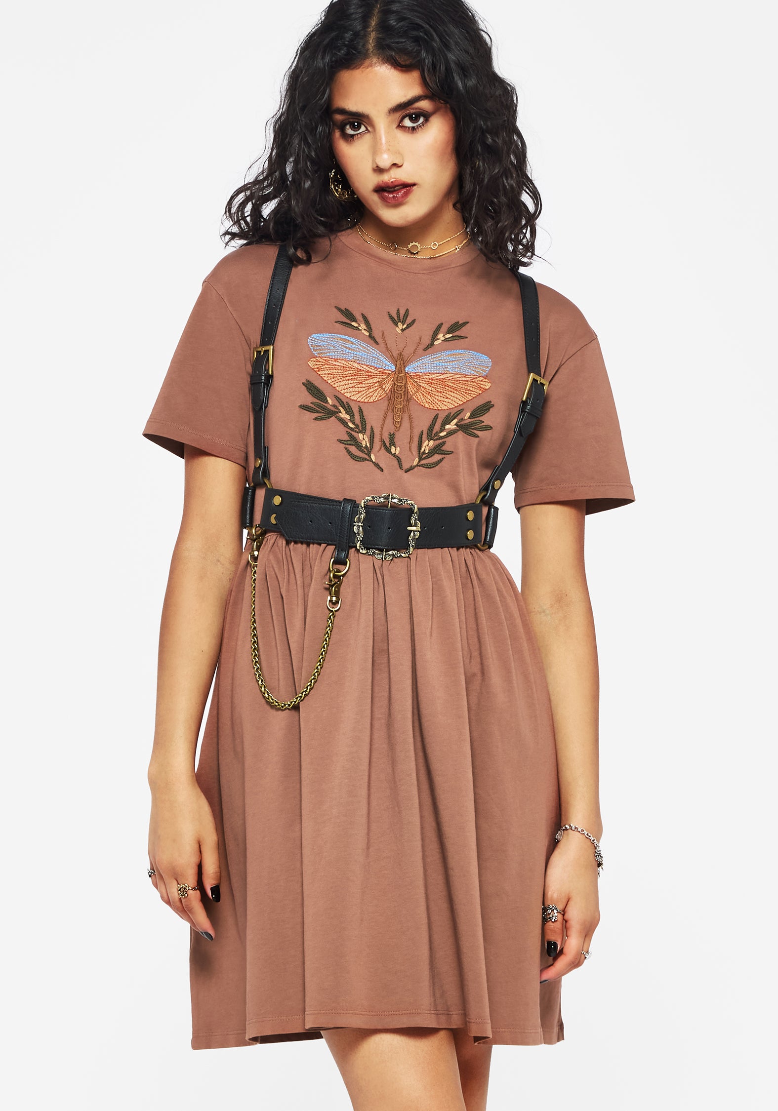 Griffinfly Cotton Embroidered Jersey Mini Skater Dress | Disturbia ...