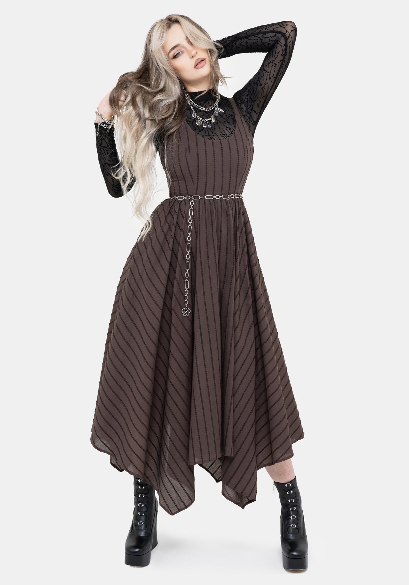 Blythe Handkerchief Hem Midaxi Dress - Brown – Disturbia