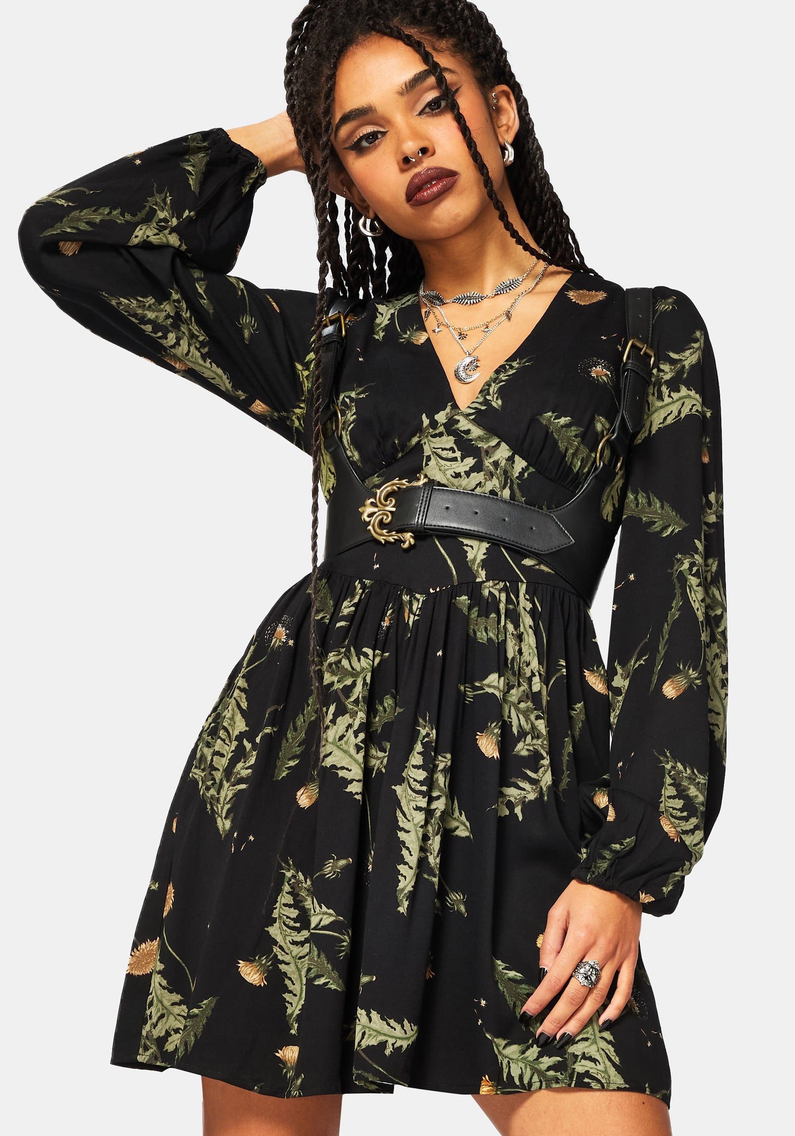 Cimora Dandelion Print Button Up Mini Dress – Disturbia