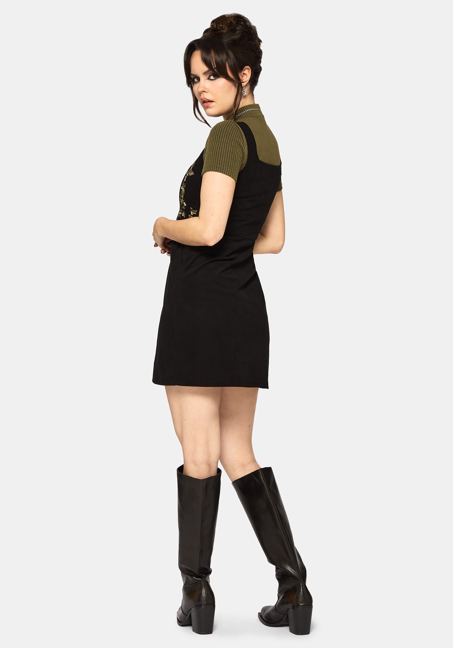 Abundance Embroidered Cord Pinafore Mini Dress – Disturbia