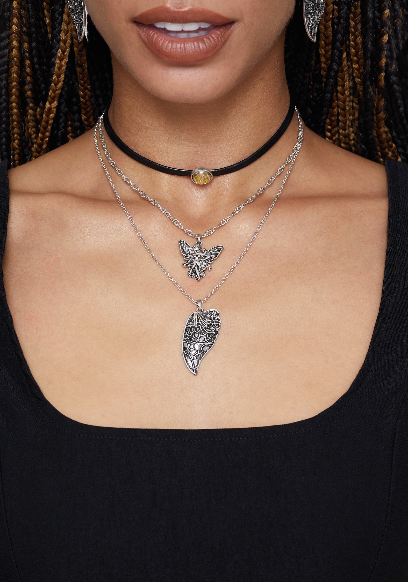 Sylvaine Fairy Trapped Flower Layered Necklace – Disturbia