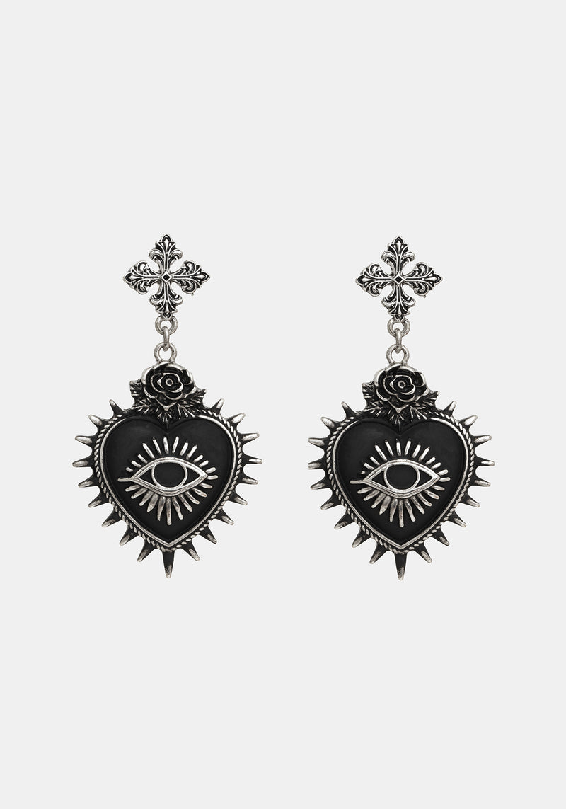 Amada Prickle Sacred Heart Drop Earrings – Disturbia