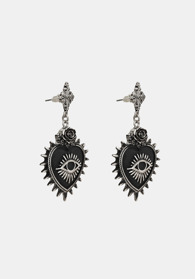 Amada Prickle Sacred Heart Drop Earrings – Disturbia