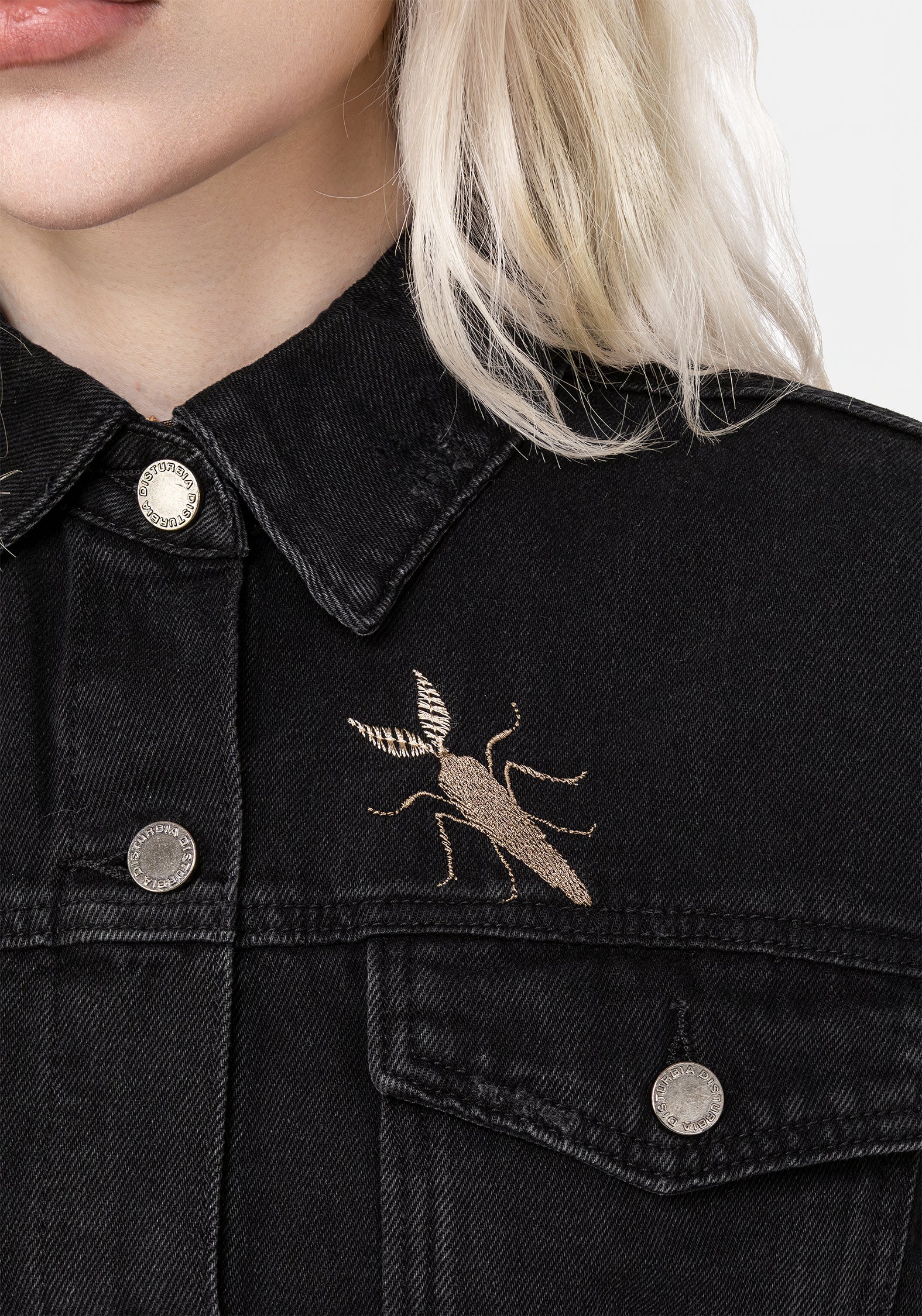 Griffinfly Embroidered Distressed Denim Jacket | Disturbia - Shop Women ...