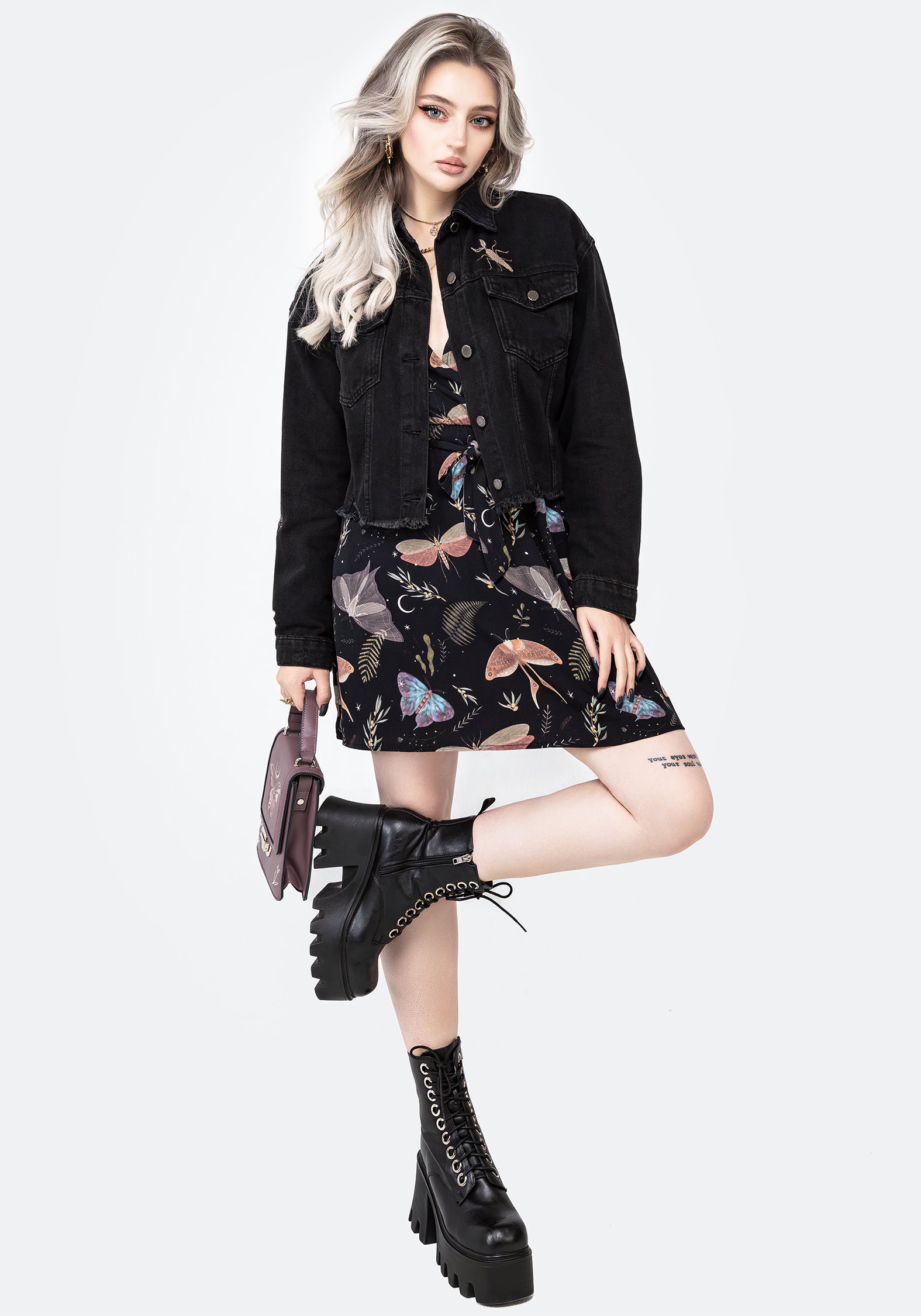 Griffinfly Embroidered Distressed Denim Jacket | Disturbia - Shop Women ...