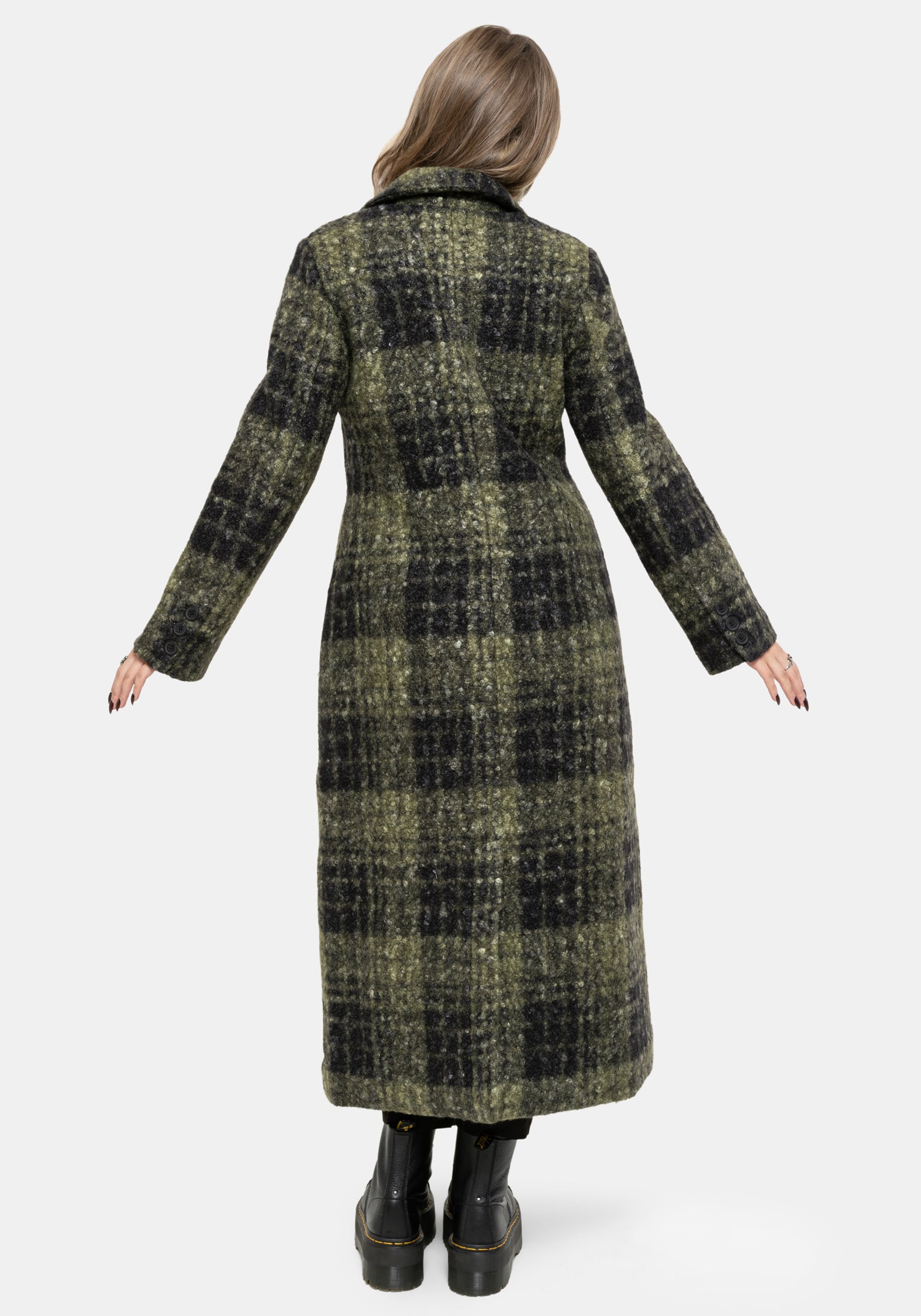 Memory Borg Check Longline Coat - Green – Disturbia
